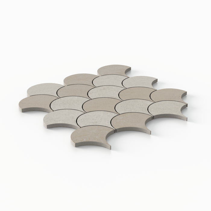 Shea 13.7x14.5 Matte Porcelain Wave Mosaic Tile in Warm Blend