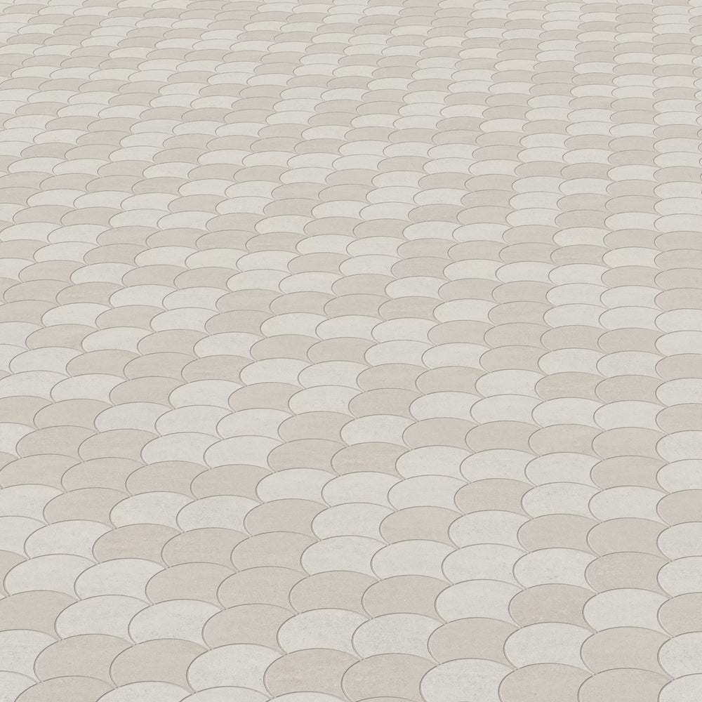 Shea 13.7x14.5 Matte Porcelain Wave Mosaic Tile in Warm Blend