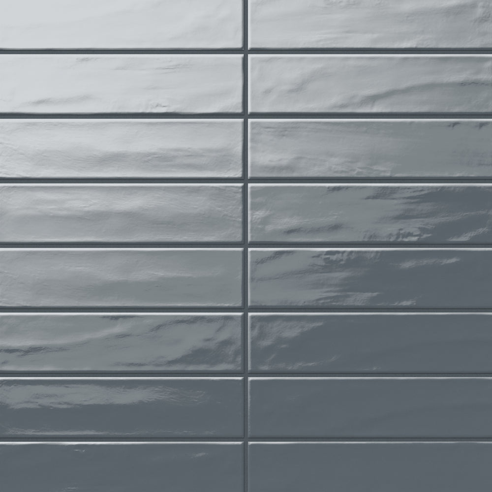 Palmer 3x12 Glossy Porcelain Tile in Blue Grey