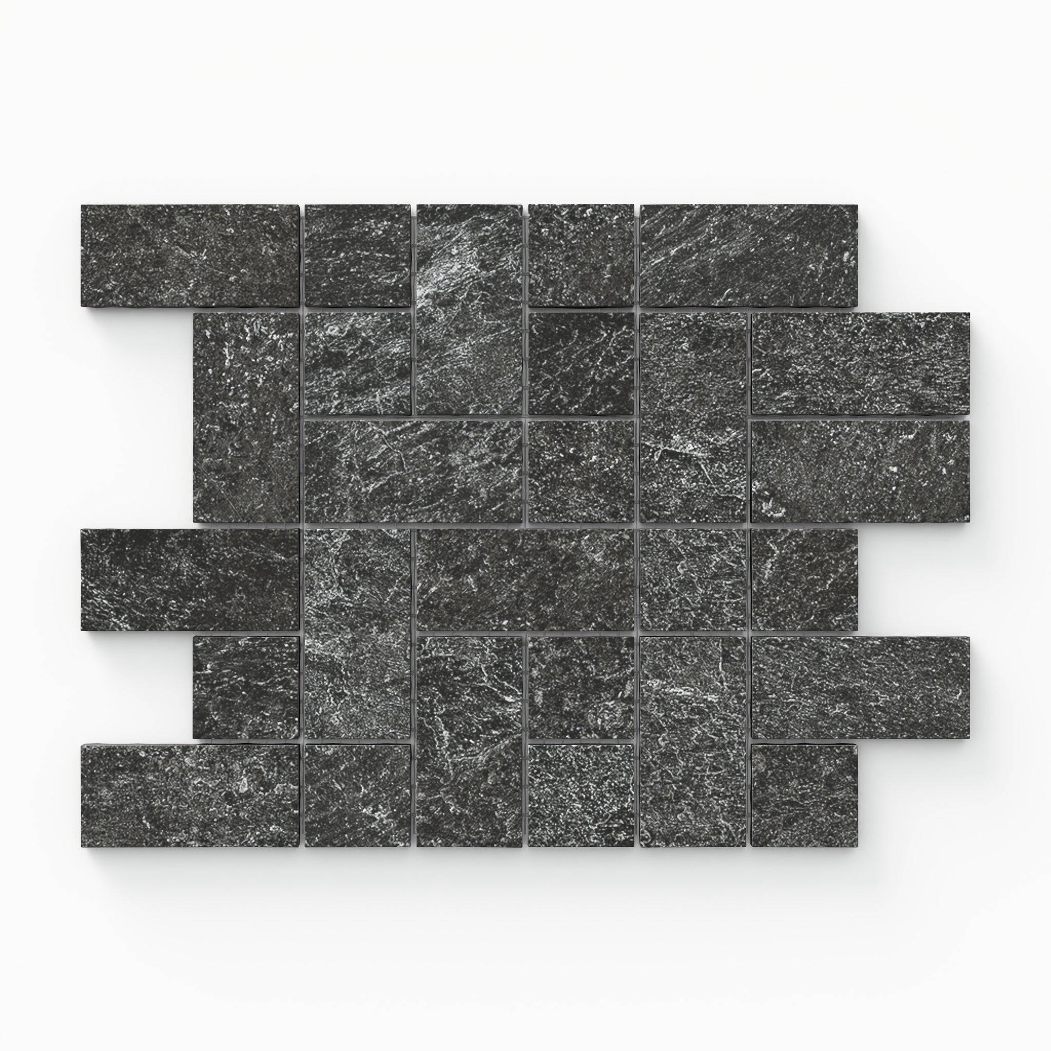 Dawson 8.7x12 Matte Porcelain Tetris Mosaic Tile in Charcoal