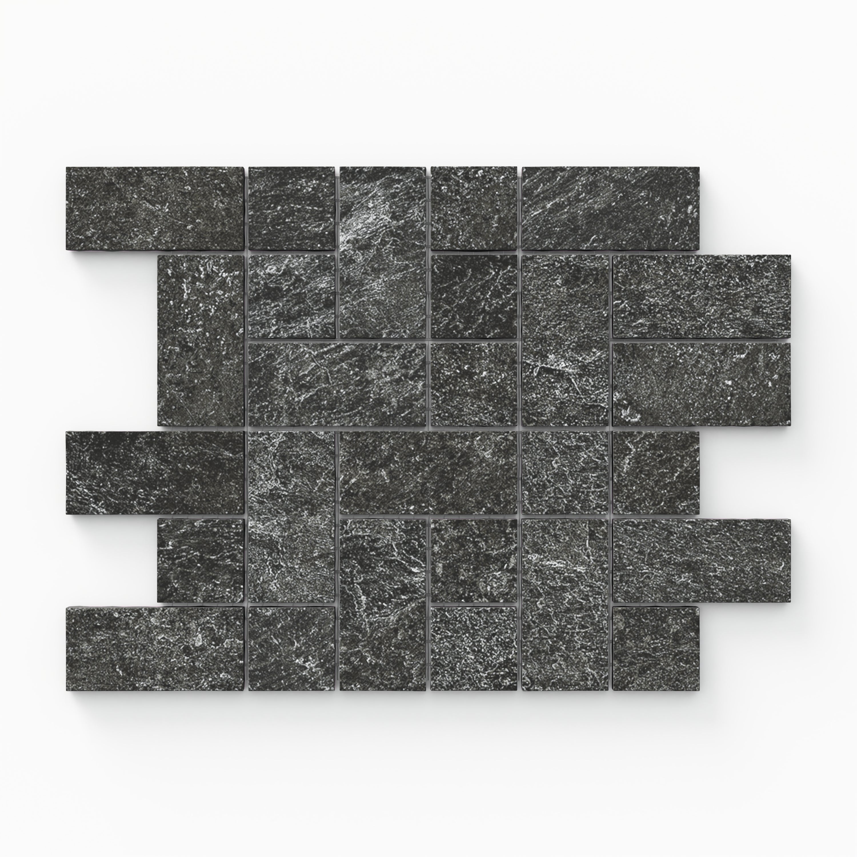 Dawson 8.7x12 Matte Porcelain Tetris Mosaic Tile in Charcoal