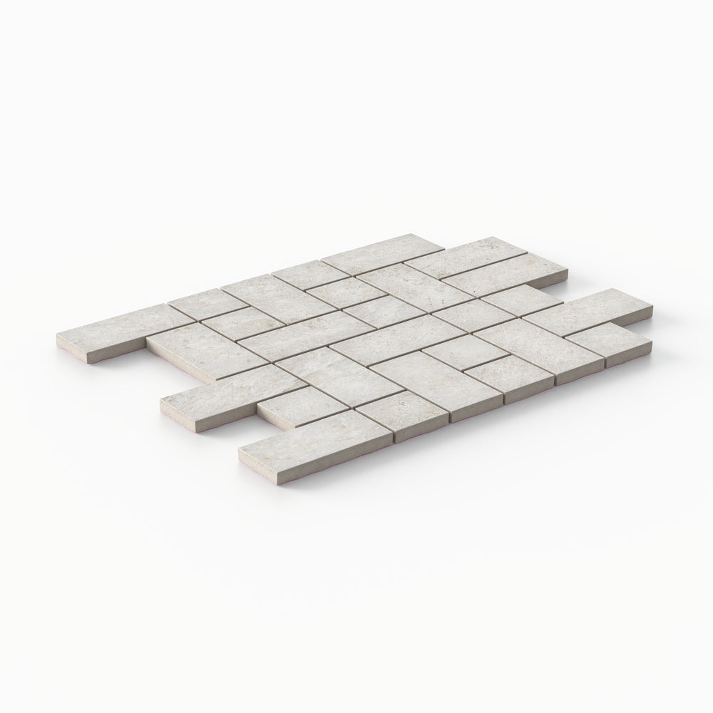 Dawson 8.7x12 Matte Porcelain Tetris Mosaic Tile in Alabaster