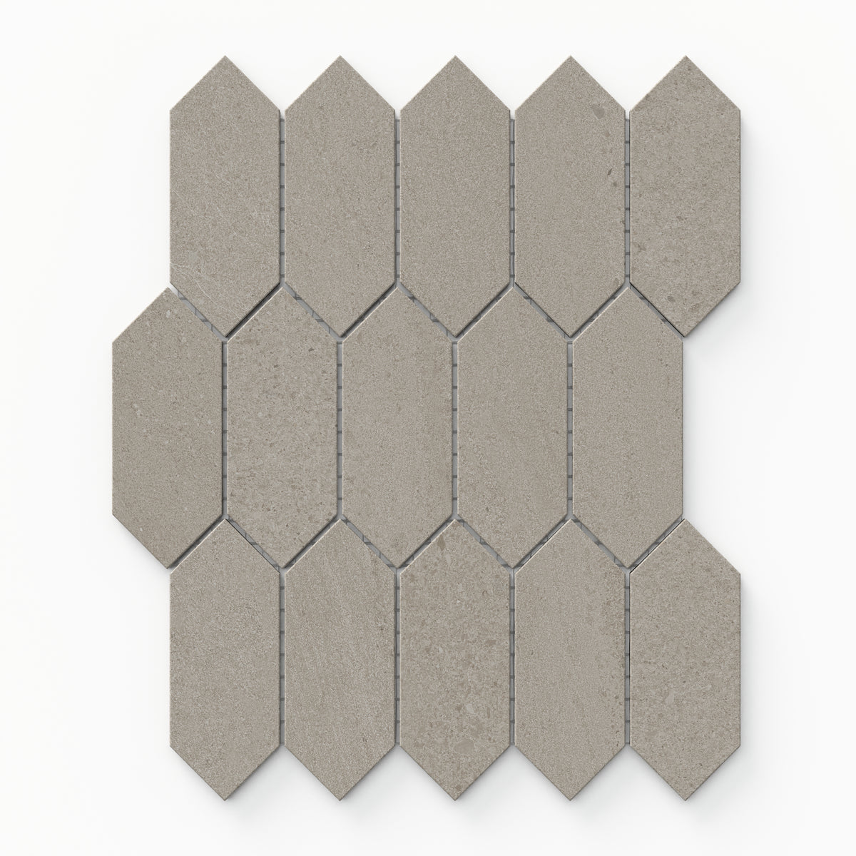 Bryce 2x5 Satin Ceramic Picket Mosaic Tile in Greige