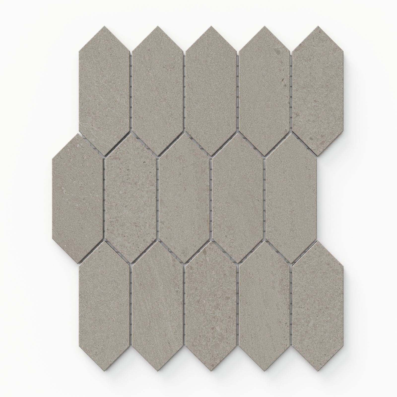 Bryce 2x5 Satin Ceramic Picket Mosaic Tile in Greige