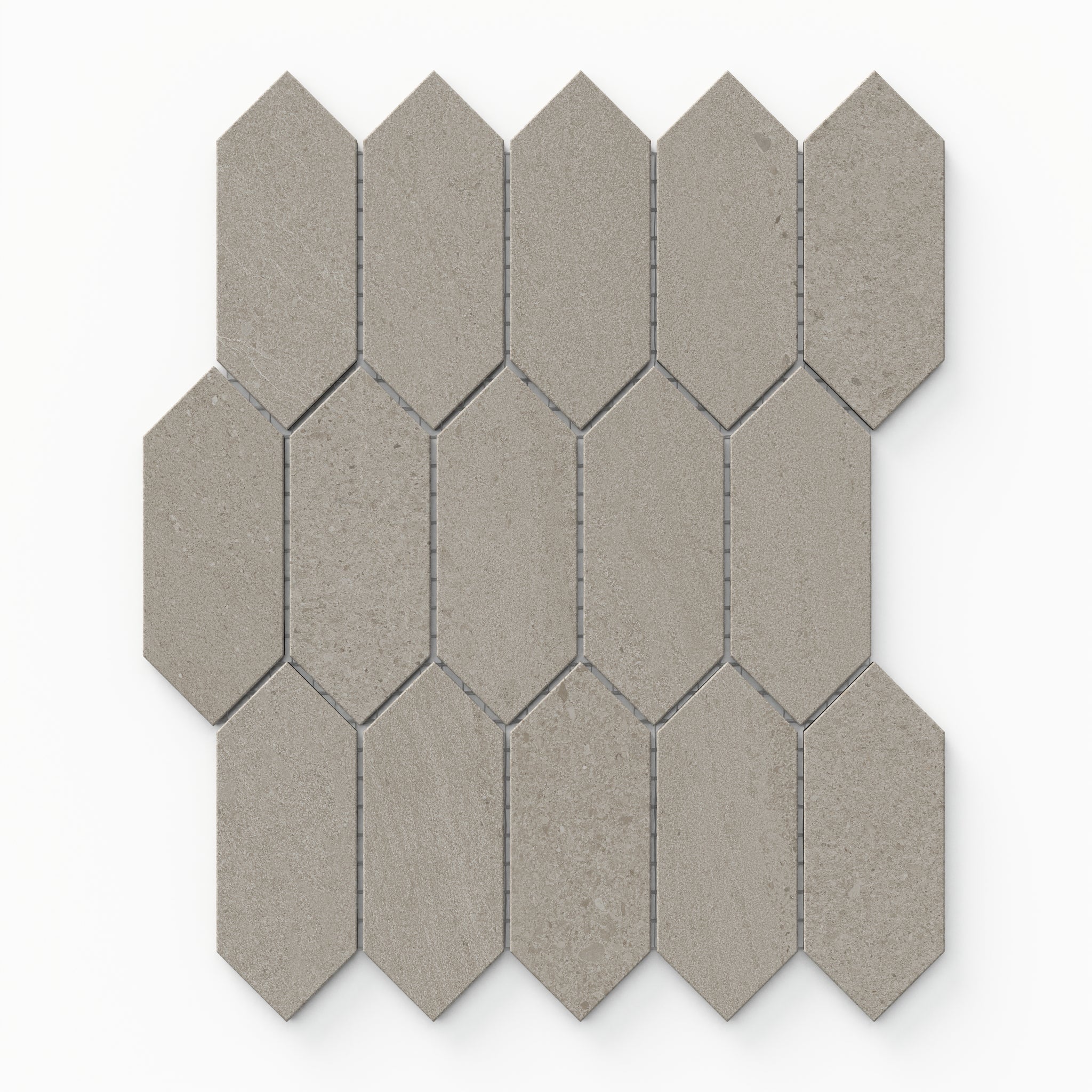 Bryce 2x5 Satin Ceramic Picket Mosaic Tile in Greige
