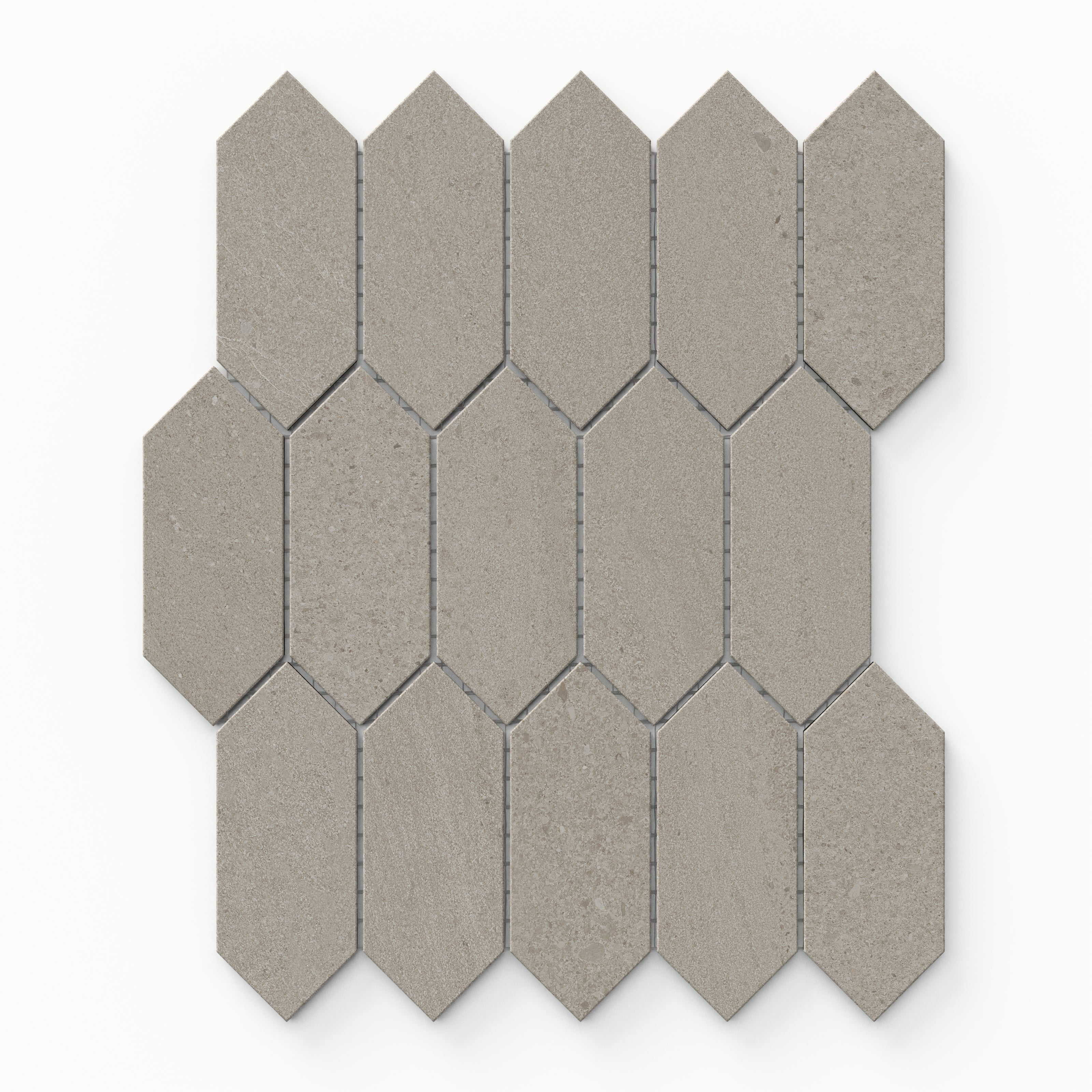 Bryce 2x5 Satin Ceramic Picket Mosaic Tile in Greige