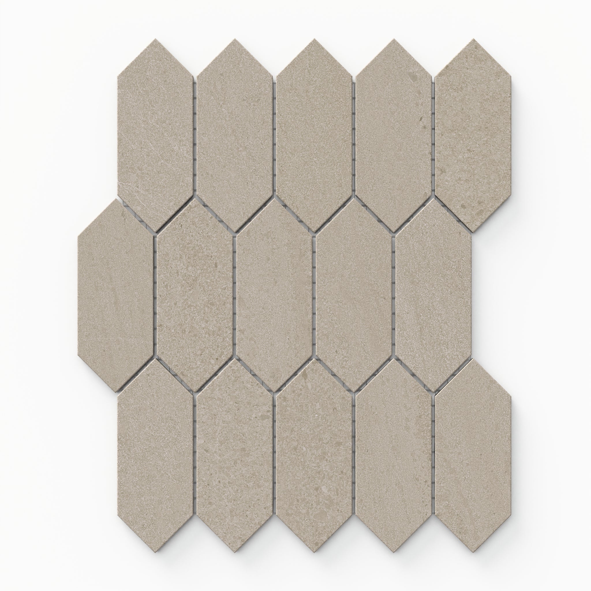 Bryce 2x5 Satin Ceramic Picket Mosaic Tile in Dune