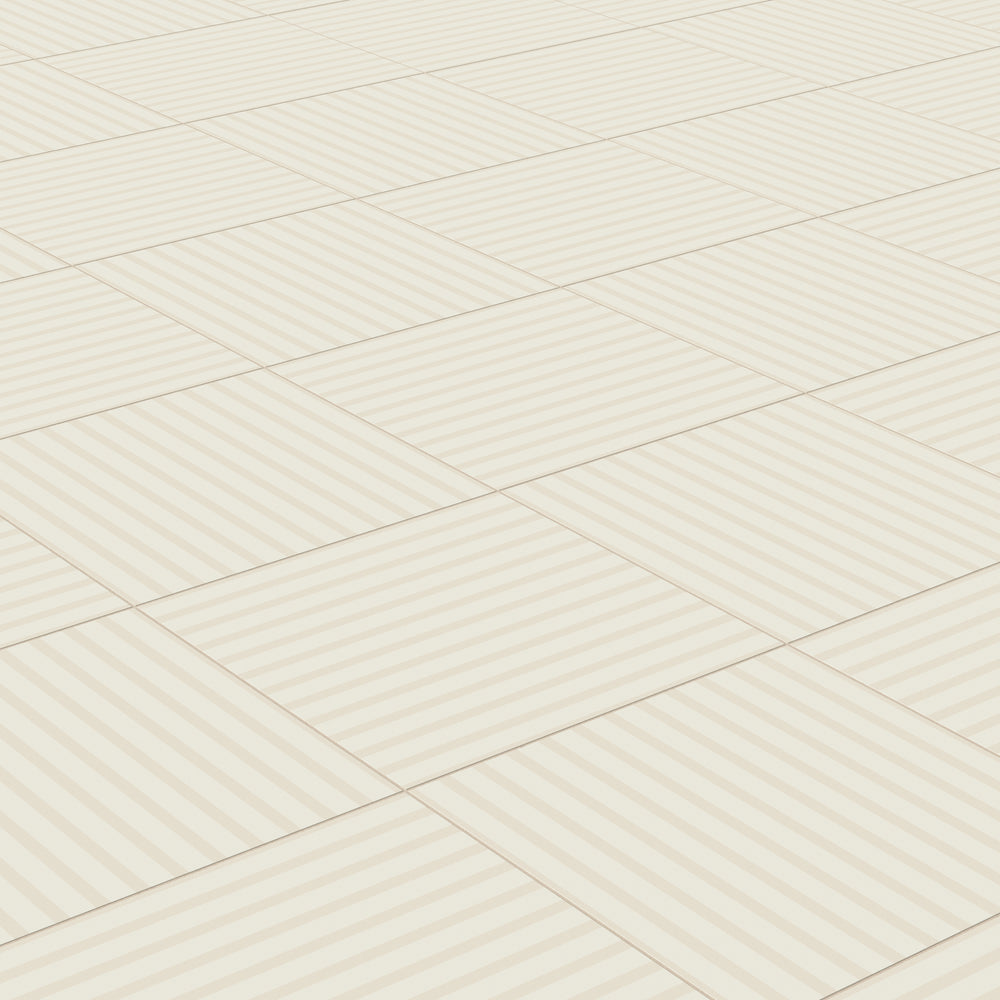 Riley 24x24 Matte Porcelain Tile in Striped Pattern Cream