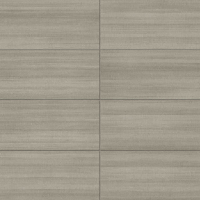 Riley 12x24 Matte Porcelain Tile in Linen Pattern Ash