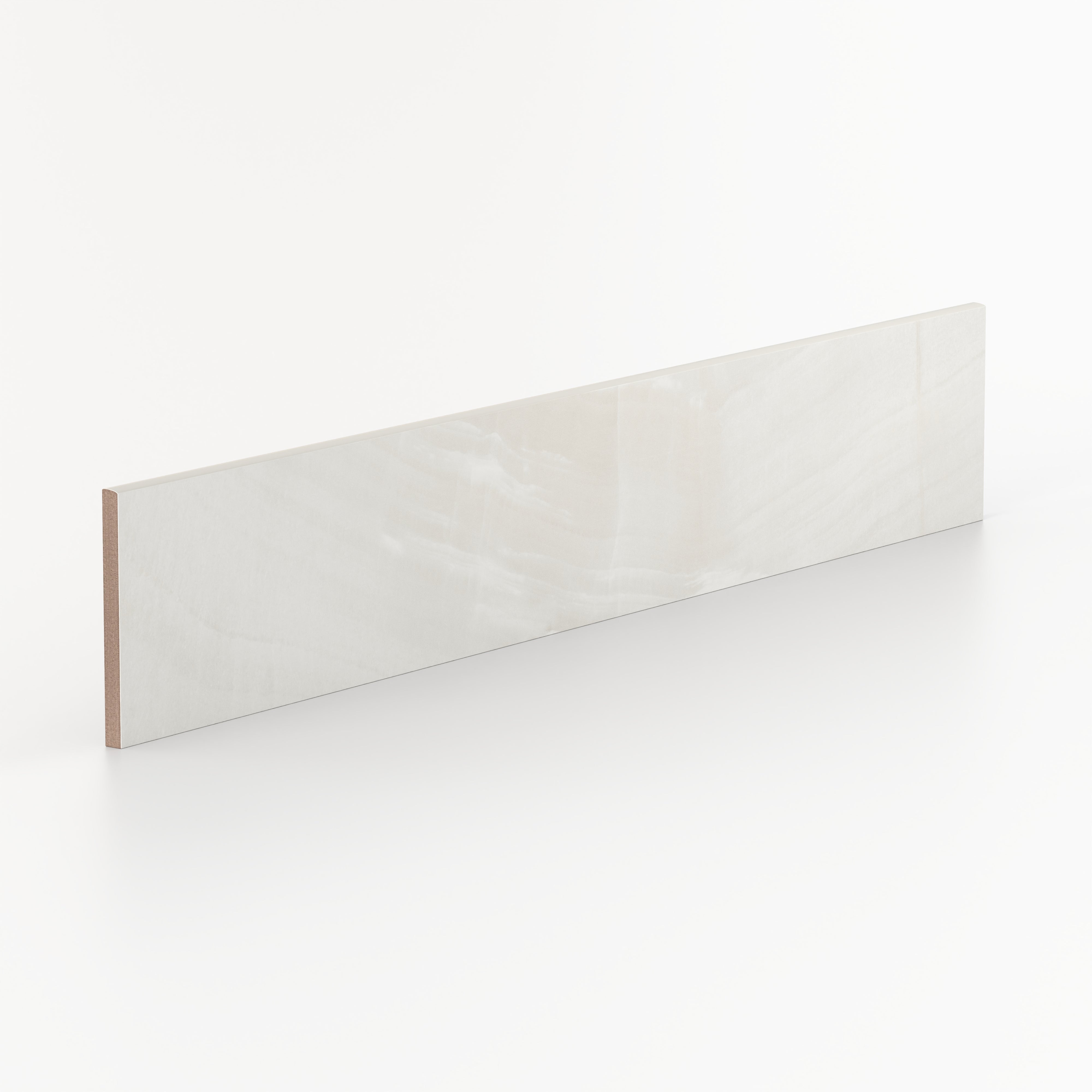 Giselle 4x24 Polished Porcelain Bullnose Tile in Shell