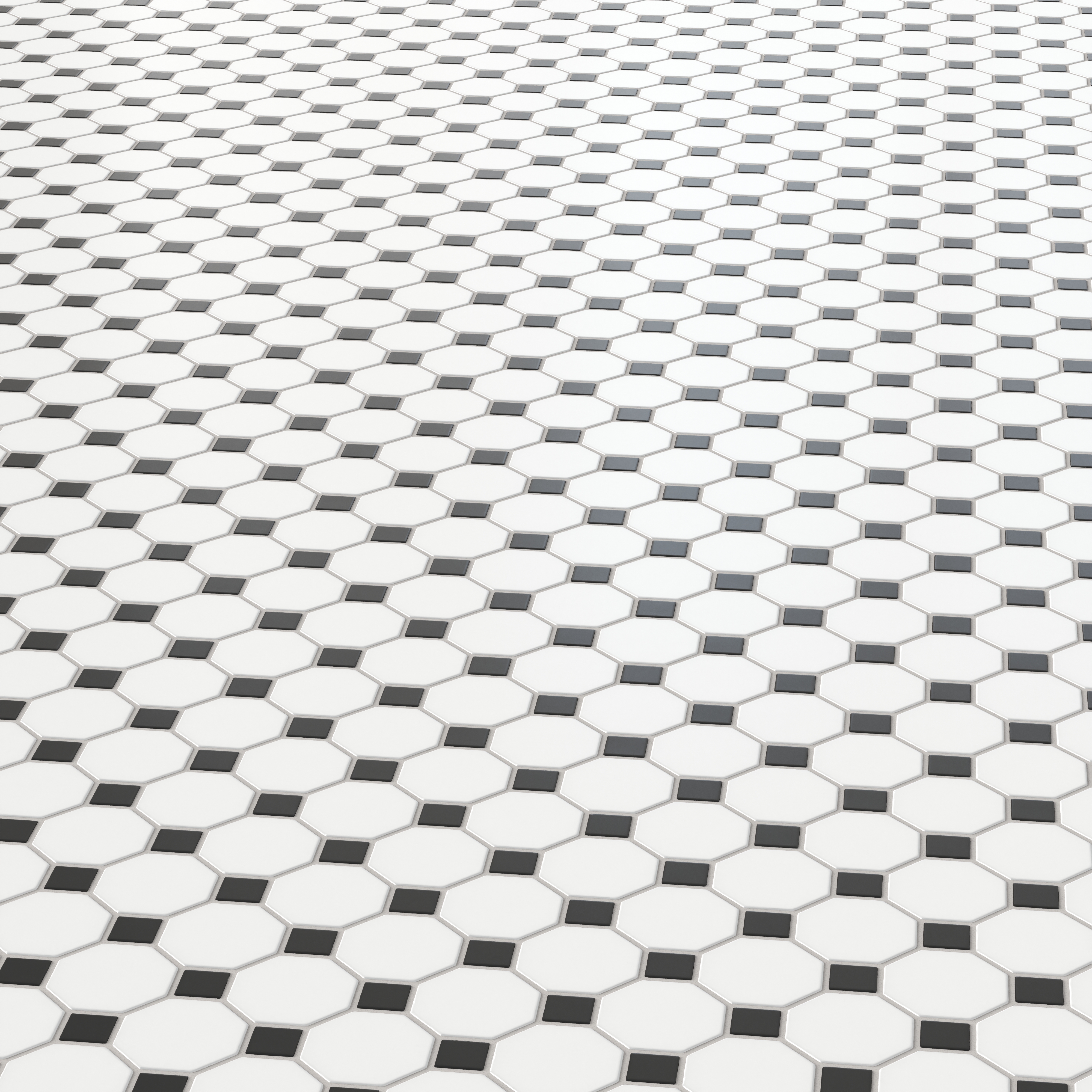 Quinn 12x12 Matte Porcelain Octagon Mosaic Tile in Black & White