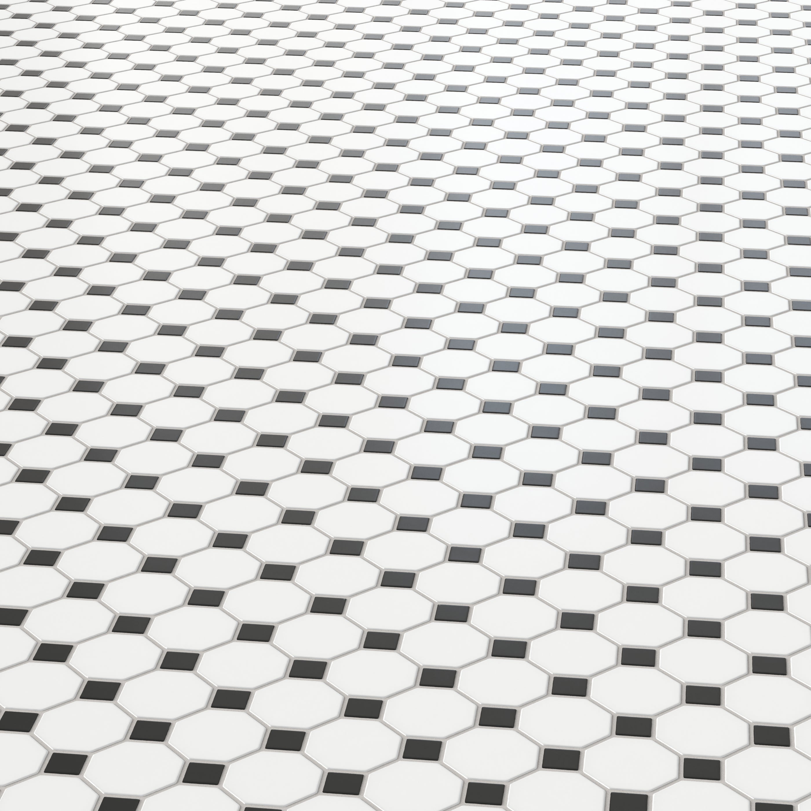 Quinn 12x12 Matte Porcelain Octagon Mosaic Tile in Black & White