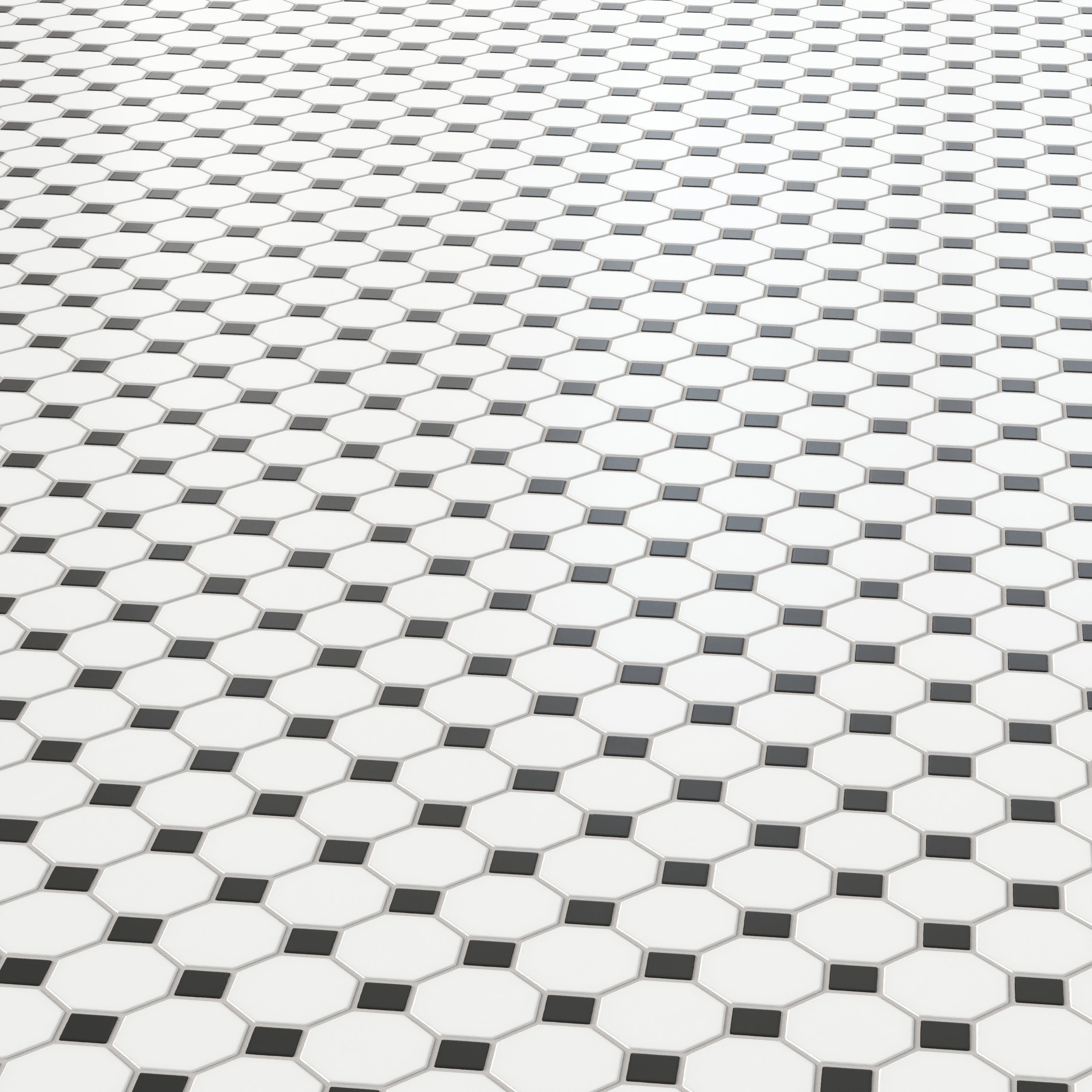 Quinn 12x12 Matte Porcelain Octagon Mosaic Tile in Black & White