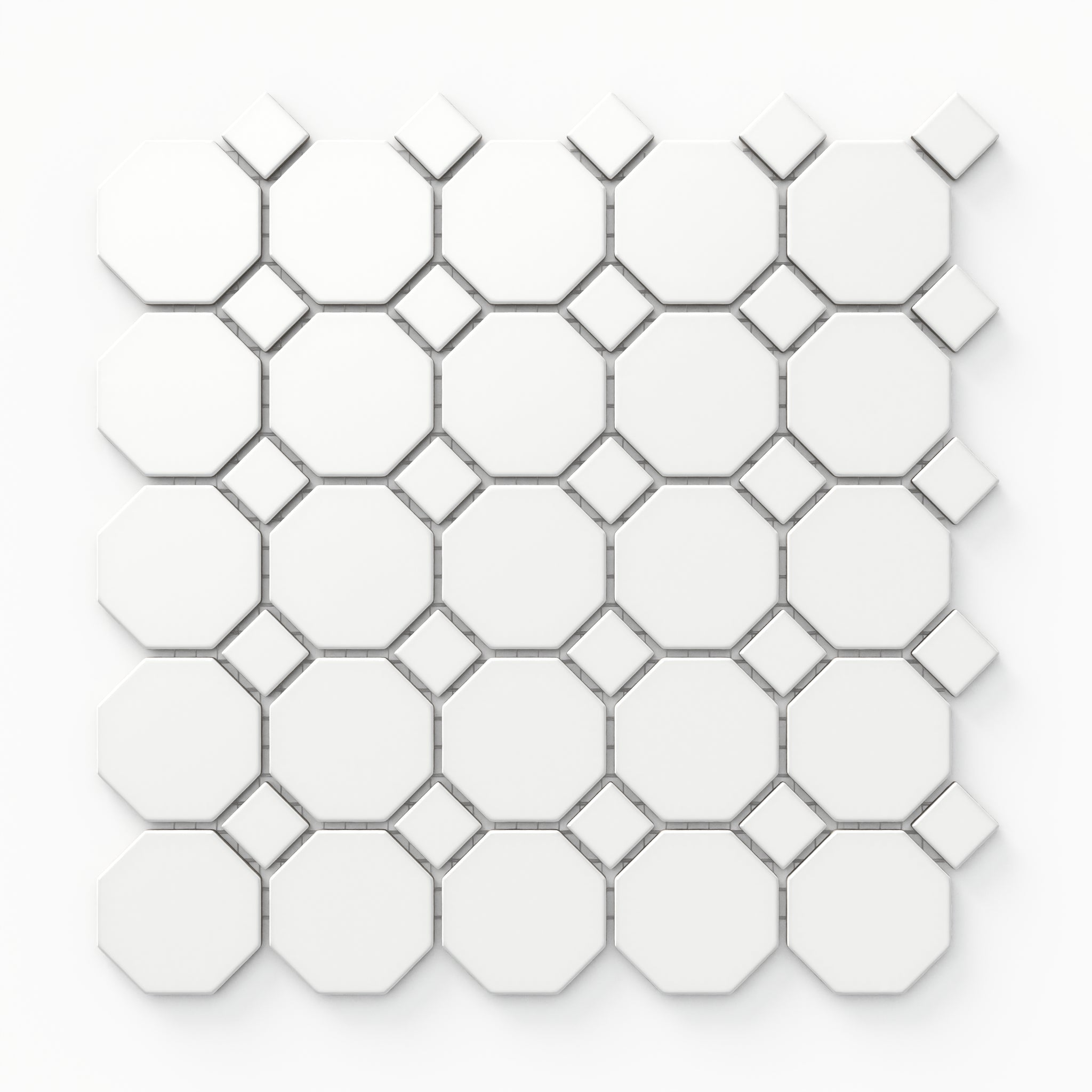Quinn 12x12 Matte Porcelain Octagon Mosaic Tile in White