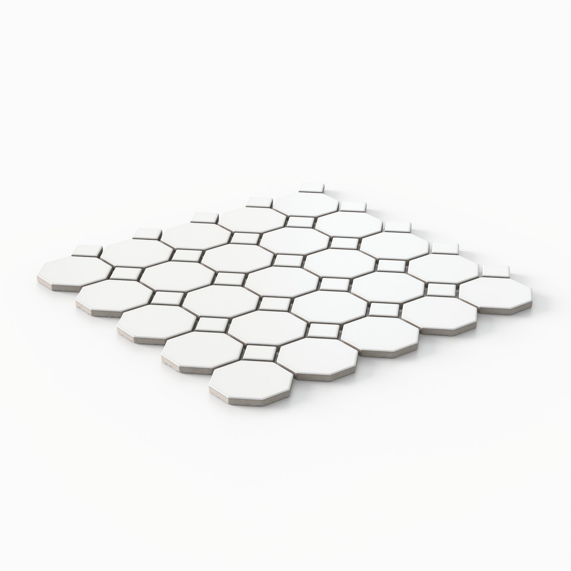 Quinn 12x12 Matte Porcelain Octagon Mosaic Tile in White