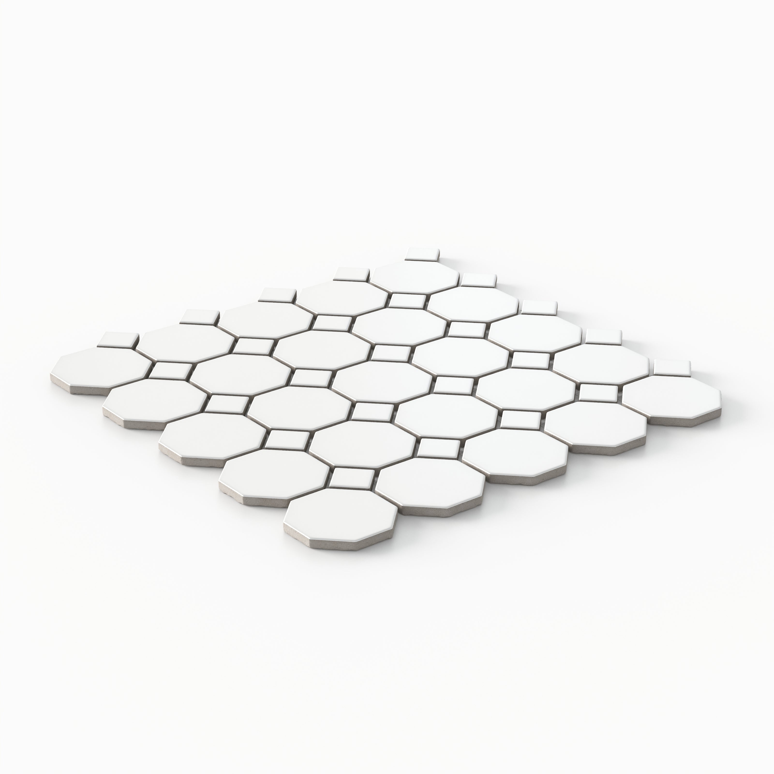 Quinn 12x12 Matte Porcelain Octagon Mosaic Tile in White