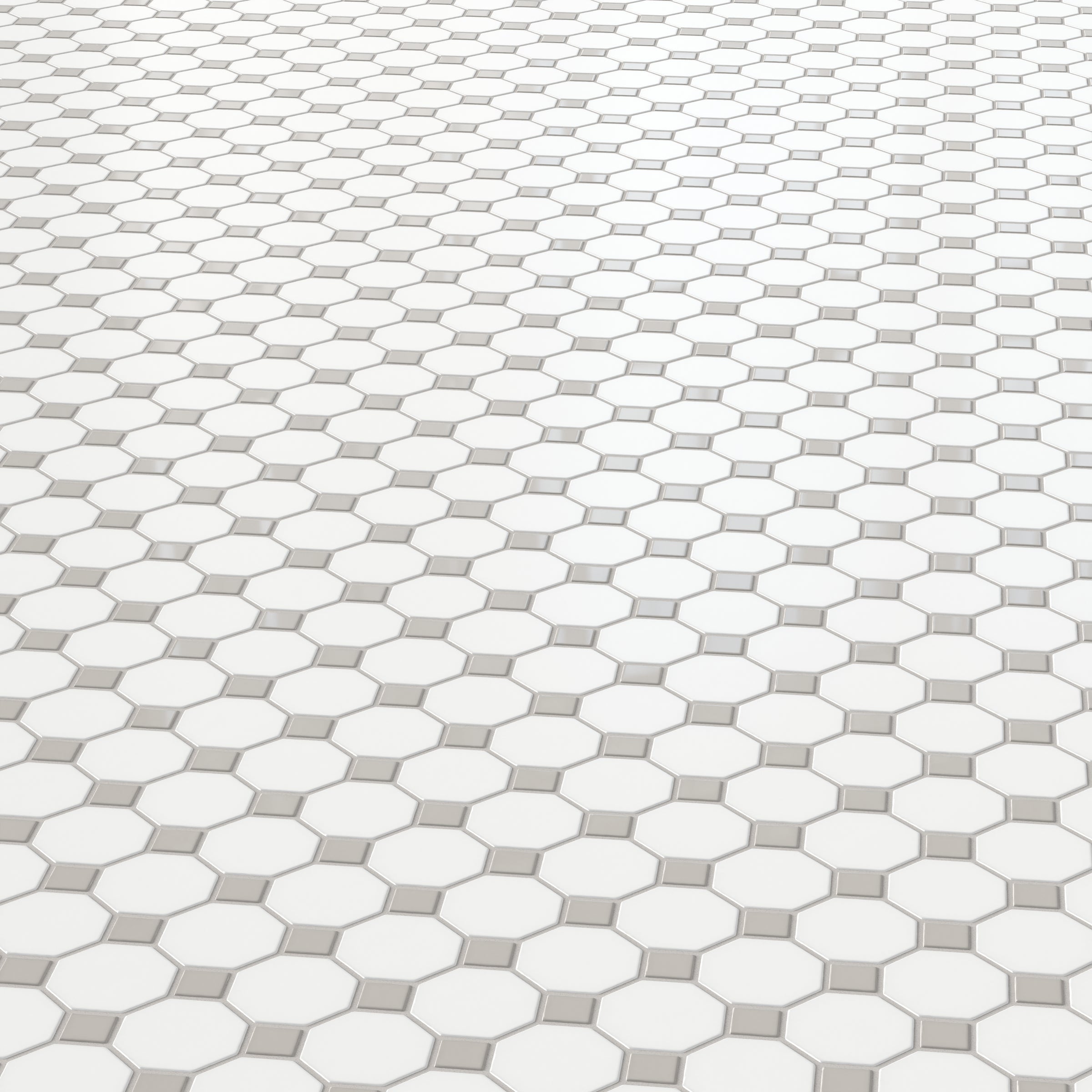 Quinn 12x12 Matte Porcelain Octagon Mosaic Tile in Grey & White