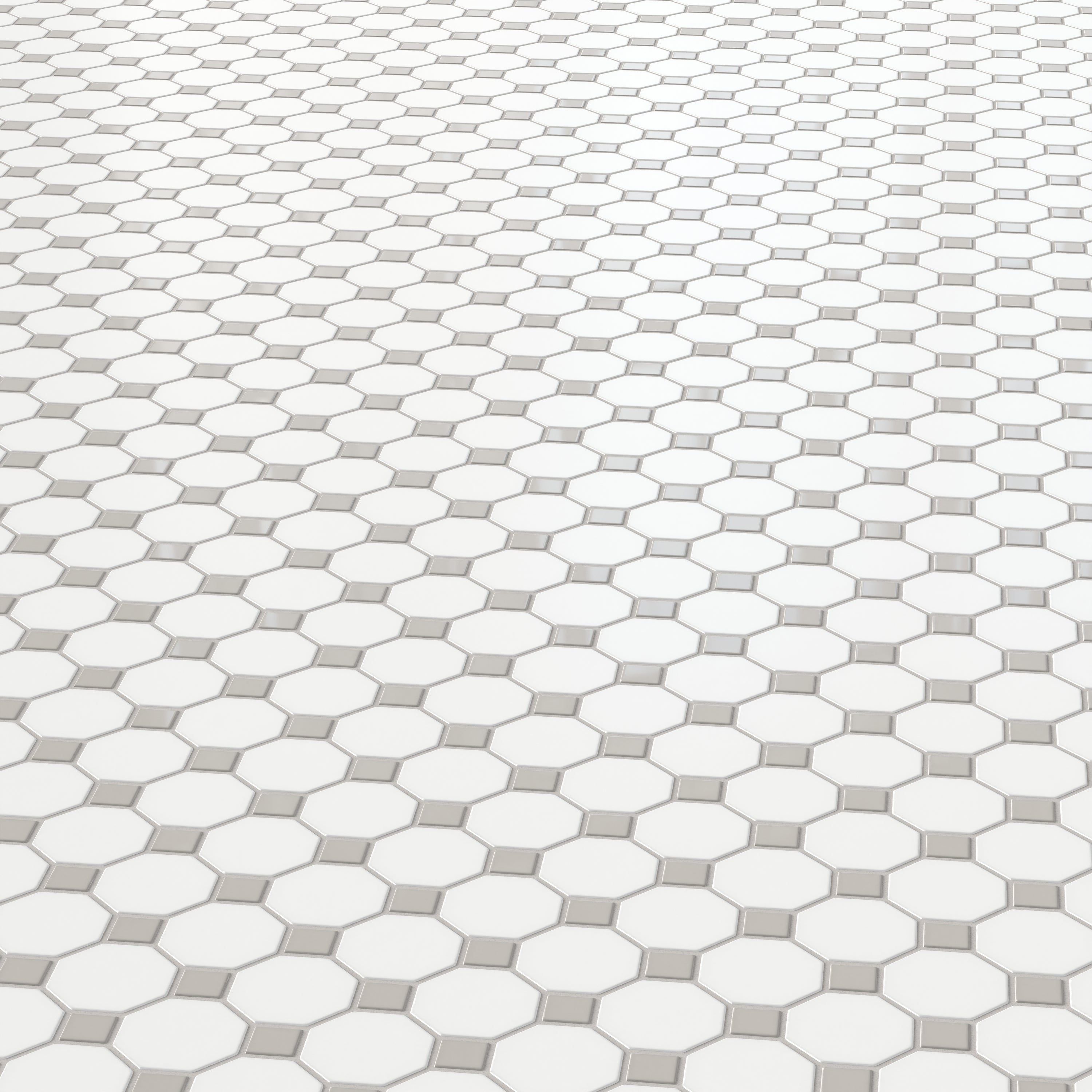 Quinn 12x12 Matte Porcelain Octagon Mosaic Tile in Grey & White