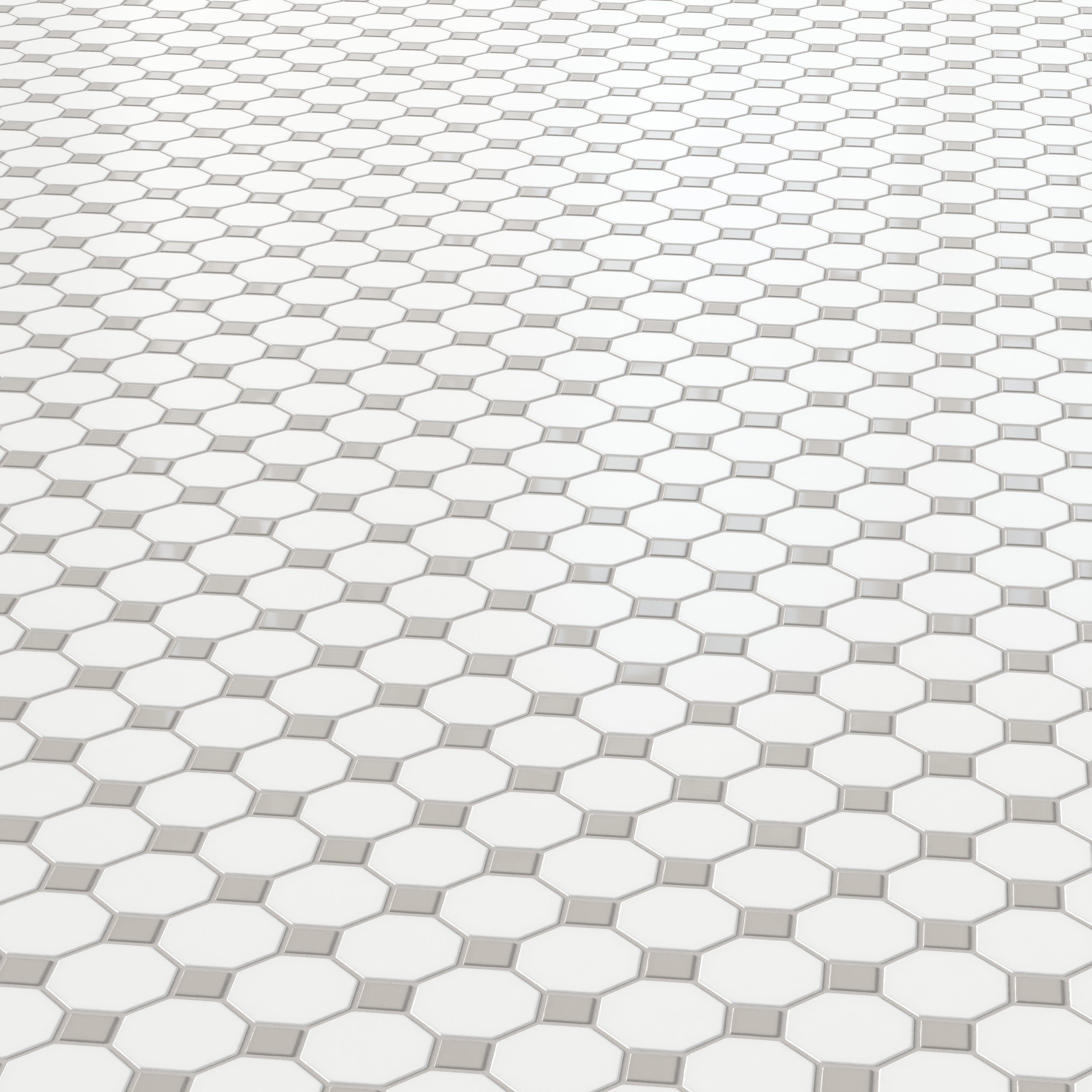Quinn 12x12 Matte Porcelain Octagon Mosaic Tile in Grey & White