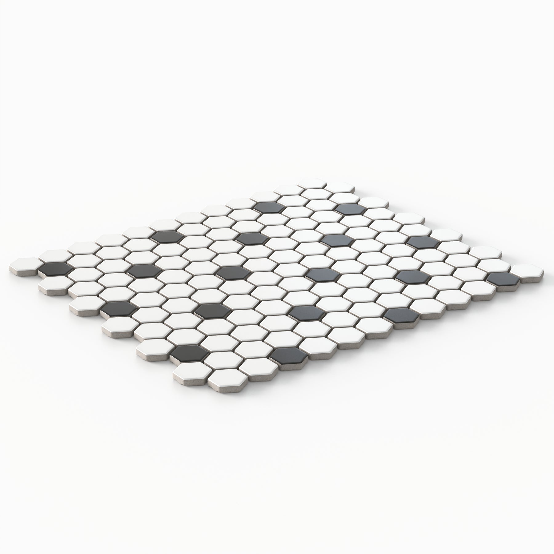 Quinn 12x12 Matte Porcelain 1x1 Hexagon Mosaic Tile in Black & White