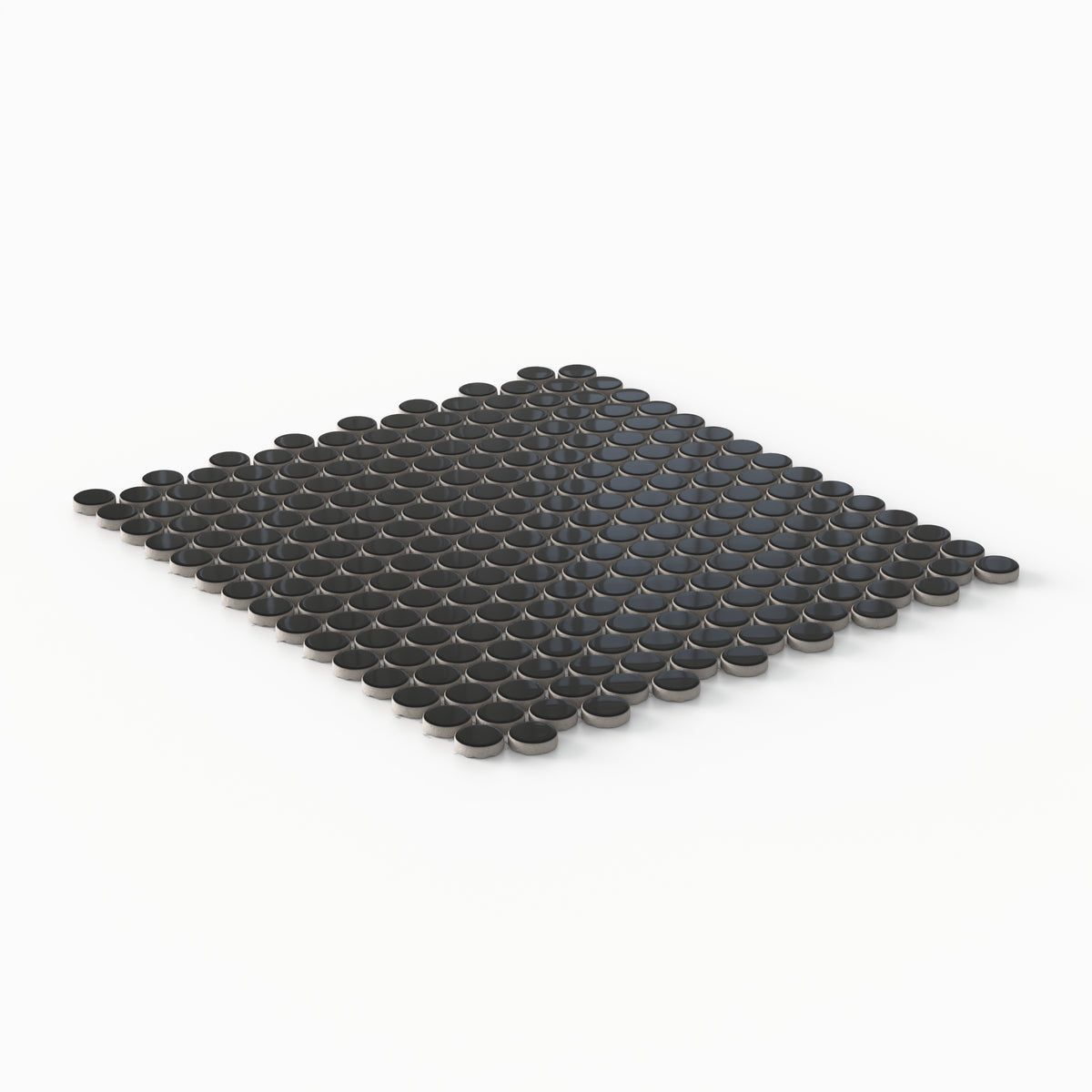 Ollie 3/4x3/4 Glossy Porcelain Mosaic Penny Round Tile in Black