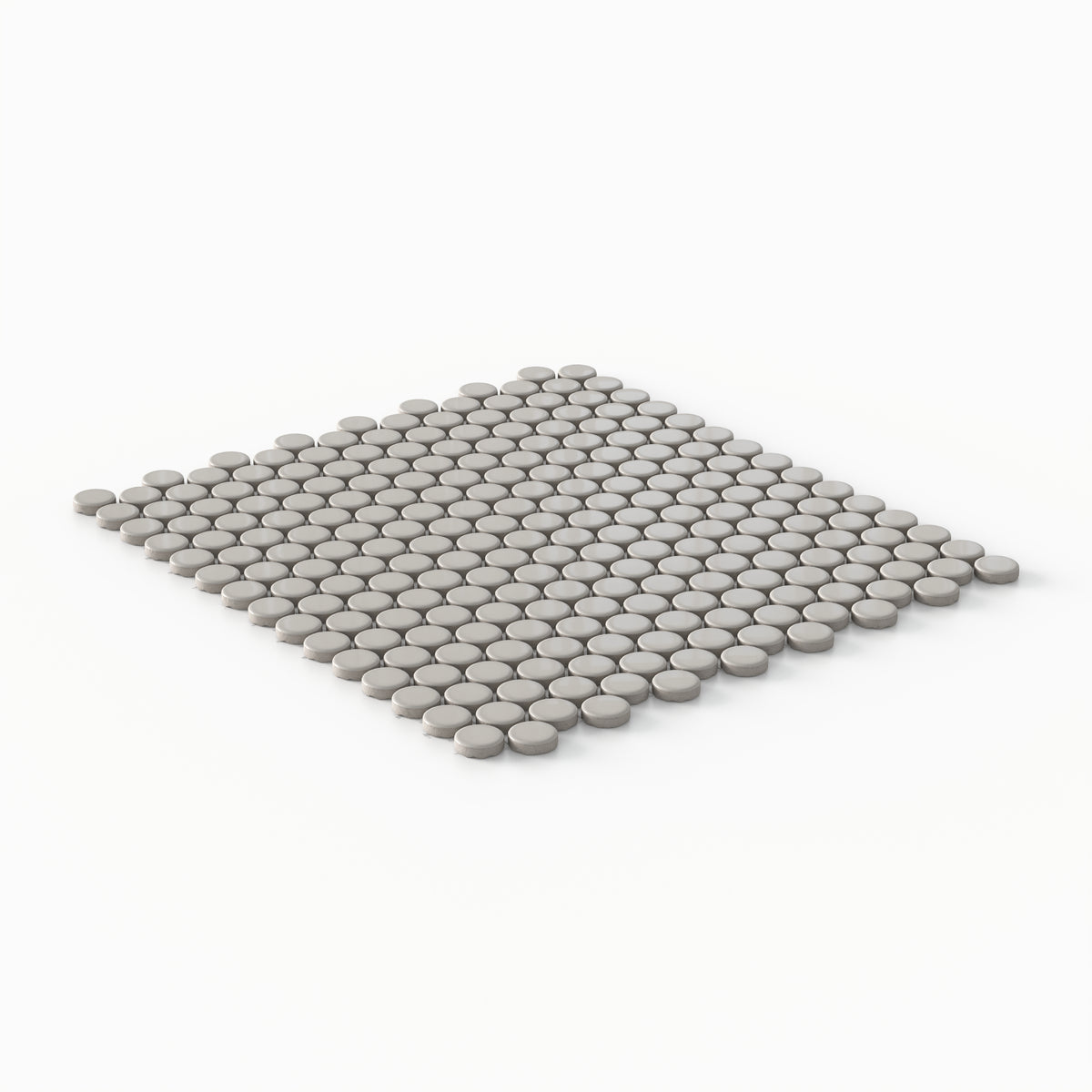 Ollie 3/4x3/4 Glossy Porcelain Mosaic Penny Round Tile in Grey
