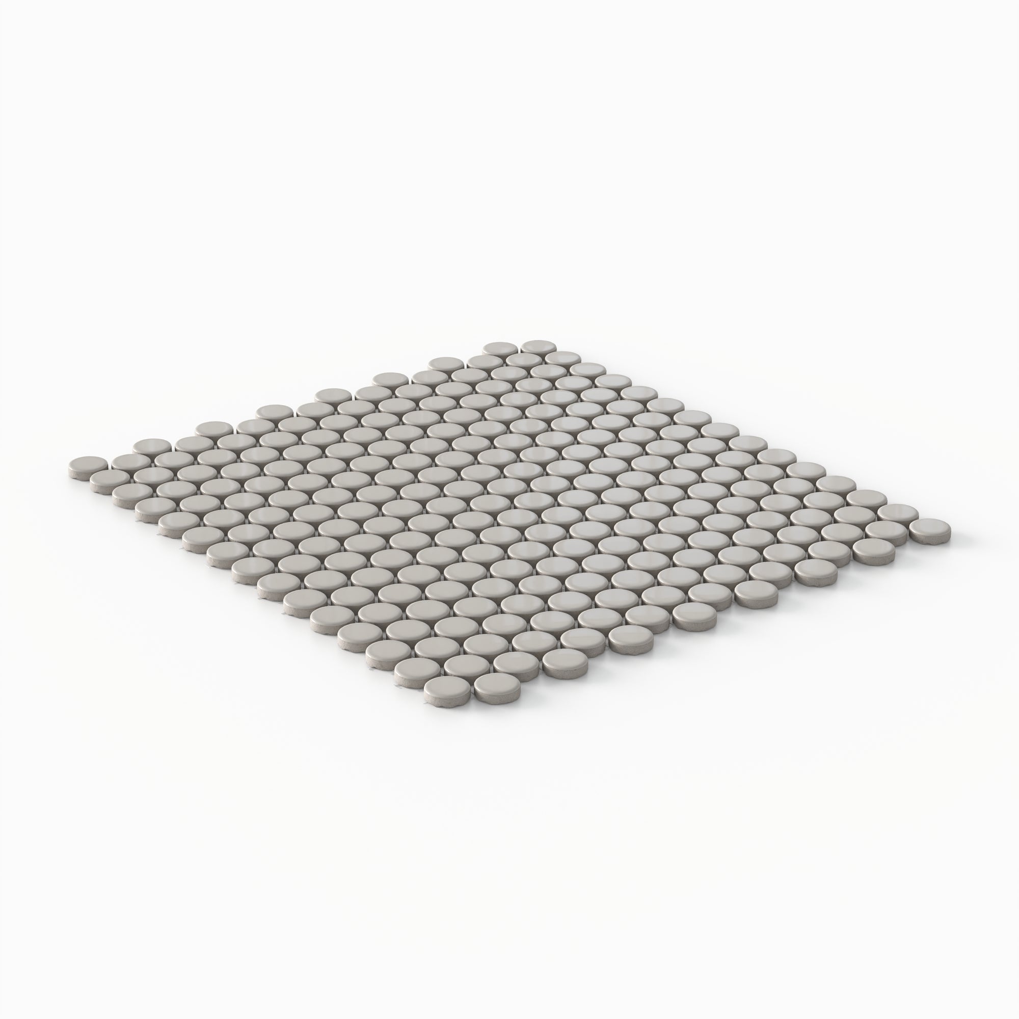 Ollie 3/4x3/4 Glossy Porcelain Mosaic Penny Round Tile in Grey