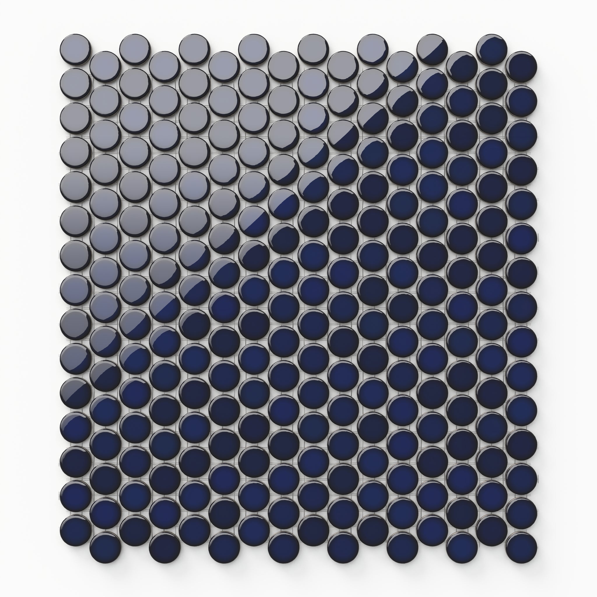 Ollie 3/4x3/4 Glossy Porcelain Mosaic Penny Round Tile in Blue
