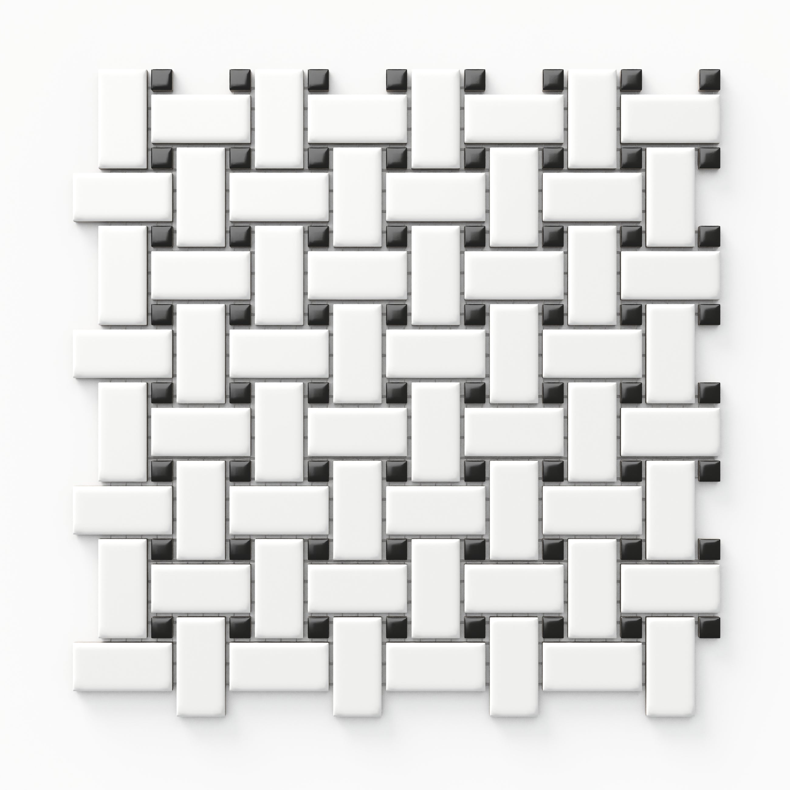 Quinn 12x12 Matte Porcelain Basket Weave Mosaic Tile in Black & White