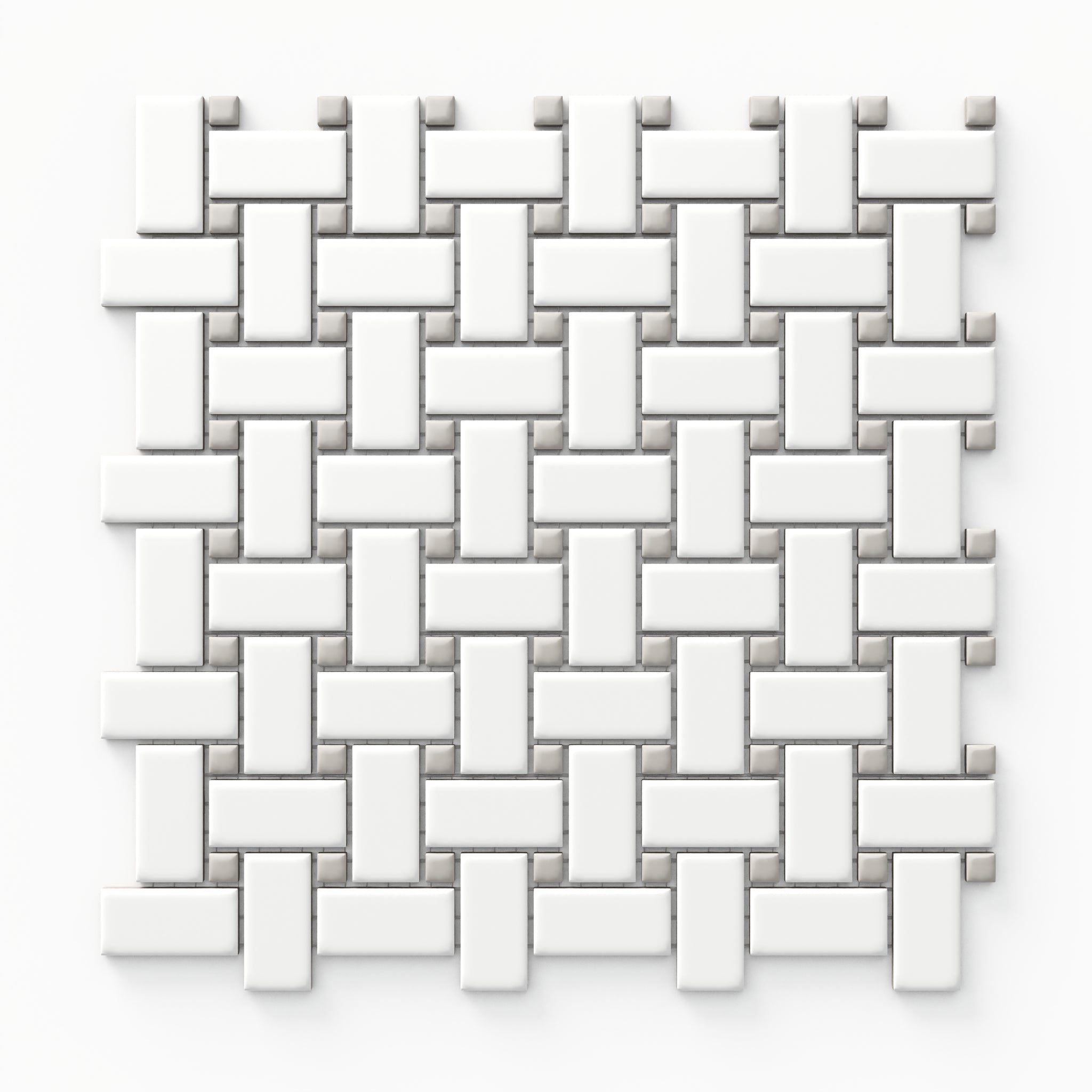 Quinn 12x12 Matte Porcelain Basket Weave Mosaic Tile in Grey & White