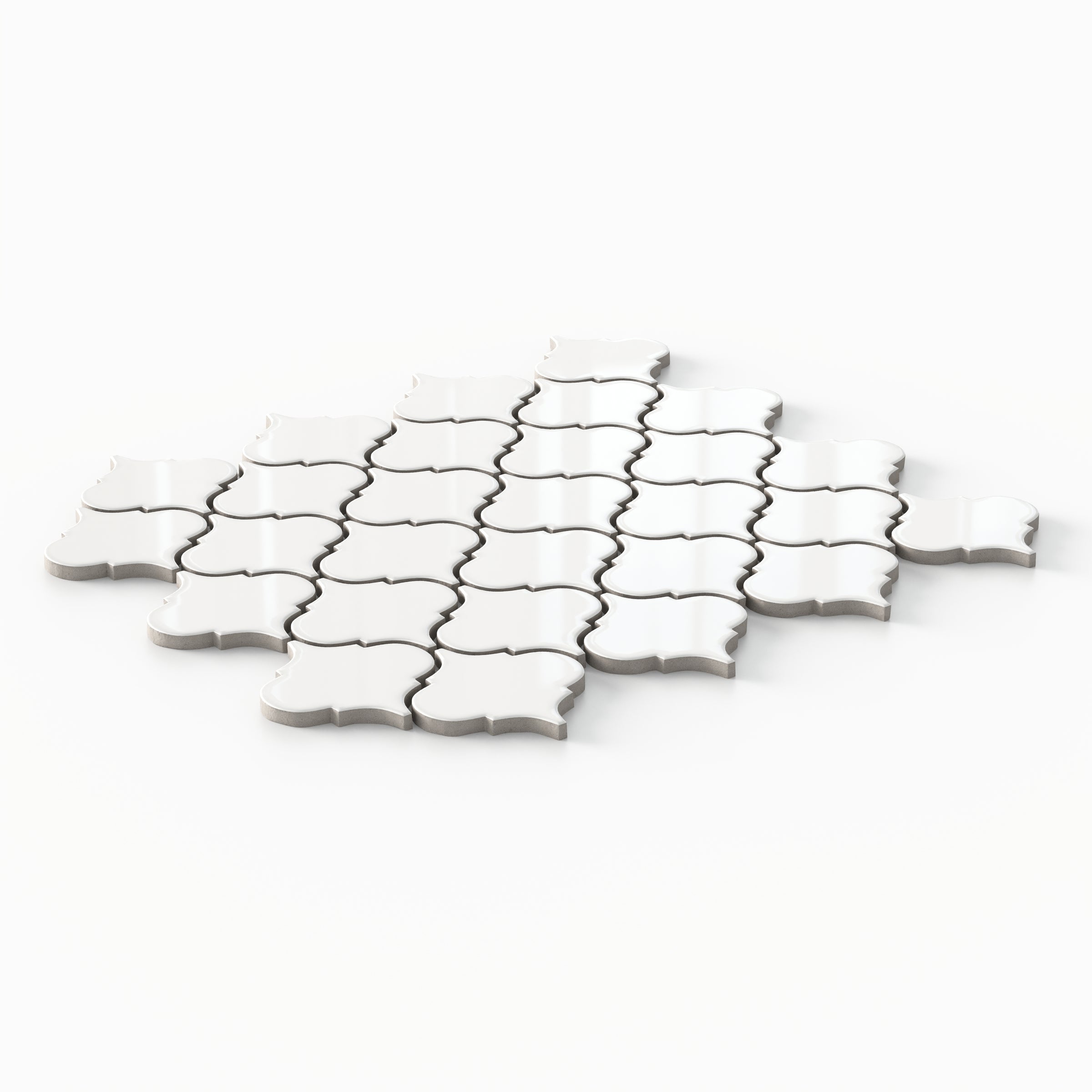 Mabel 12x12 Glossy Porcelain Lantern Mosaic Tile in White