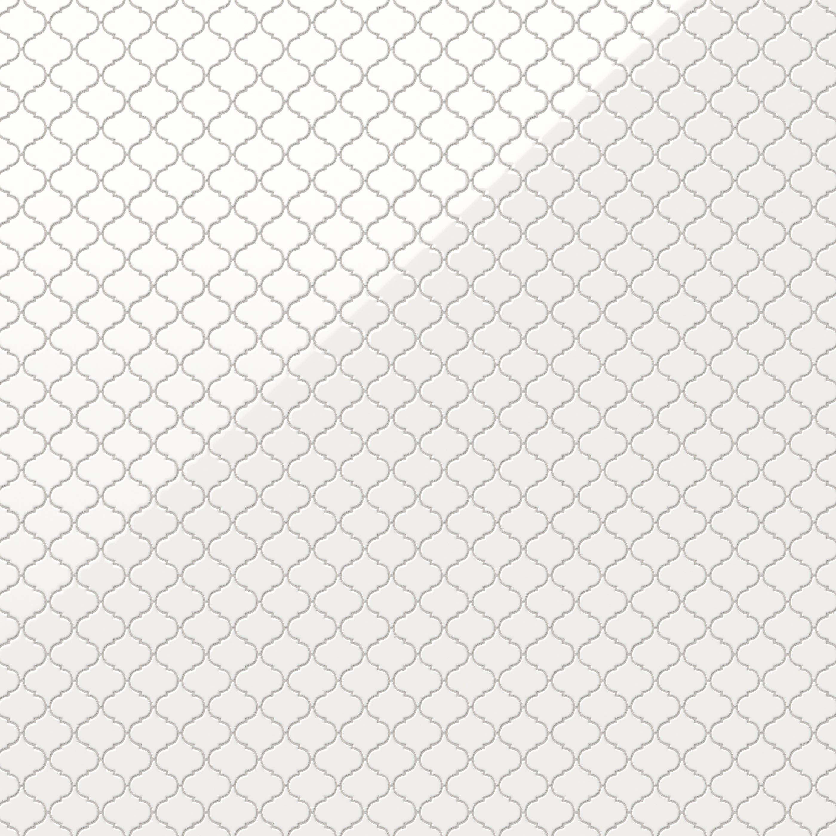 Mabel 12x12 Glossy Porcelain Lantern Mosaic Tile in White