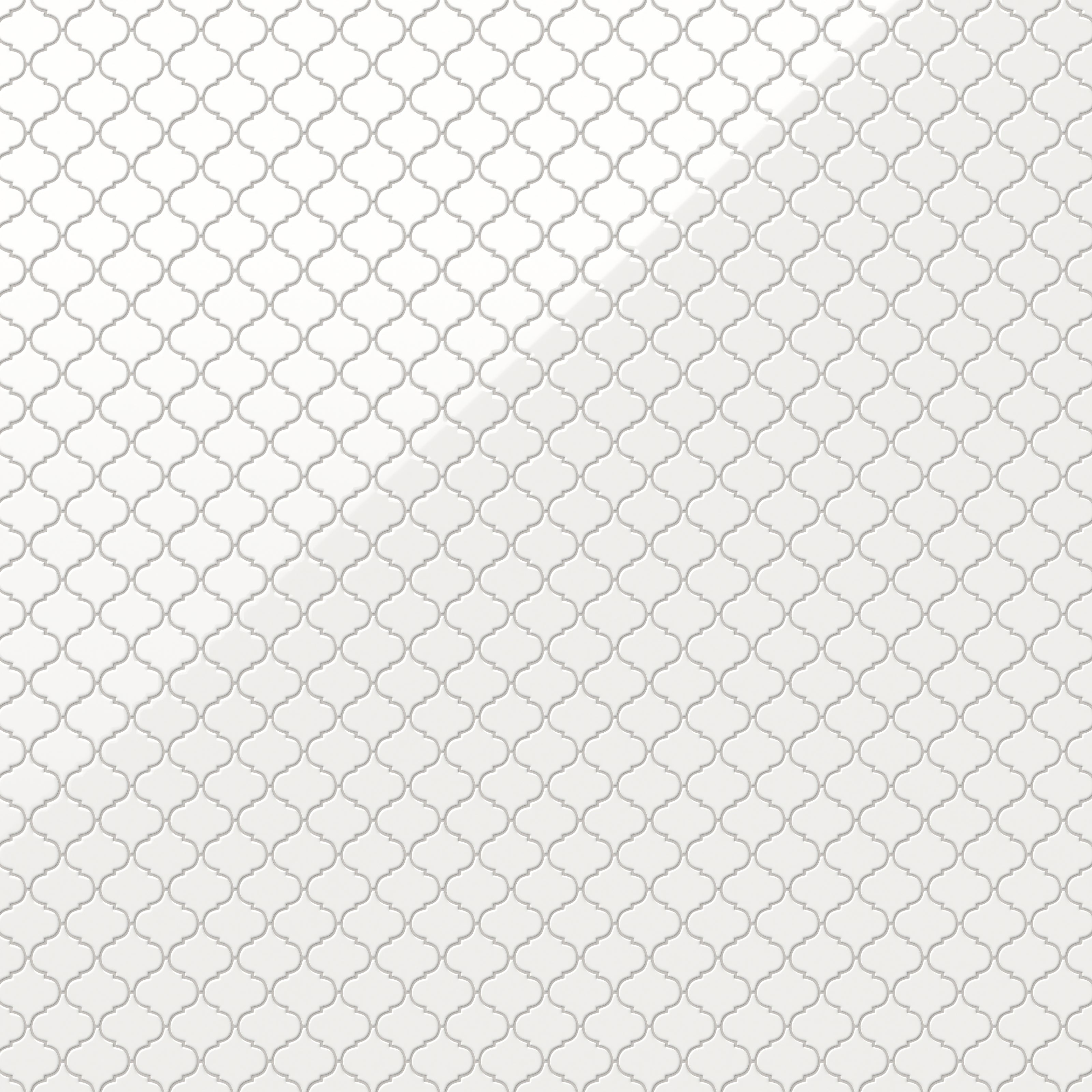 Mabel 12x12 Glossy Porcelain Lantern Mosaic Tile in White