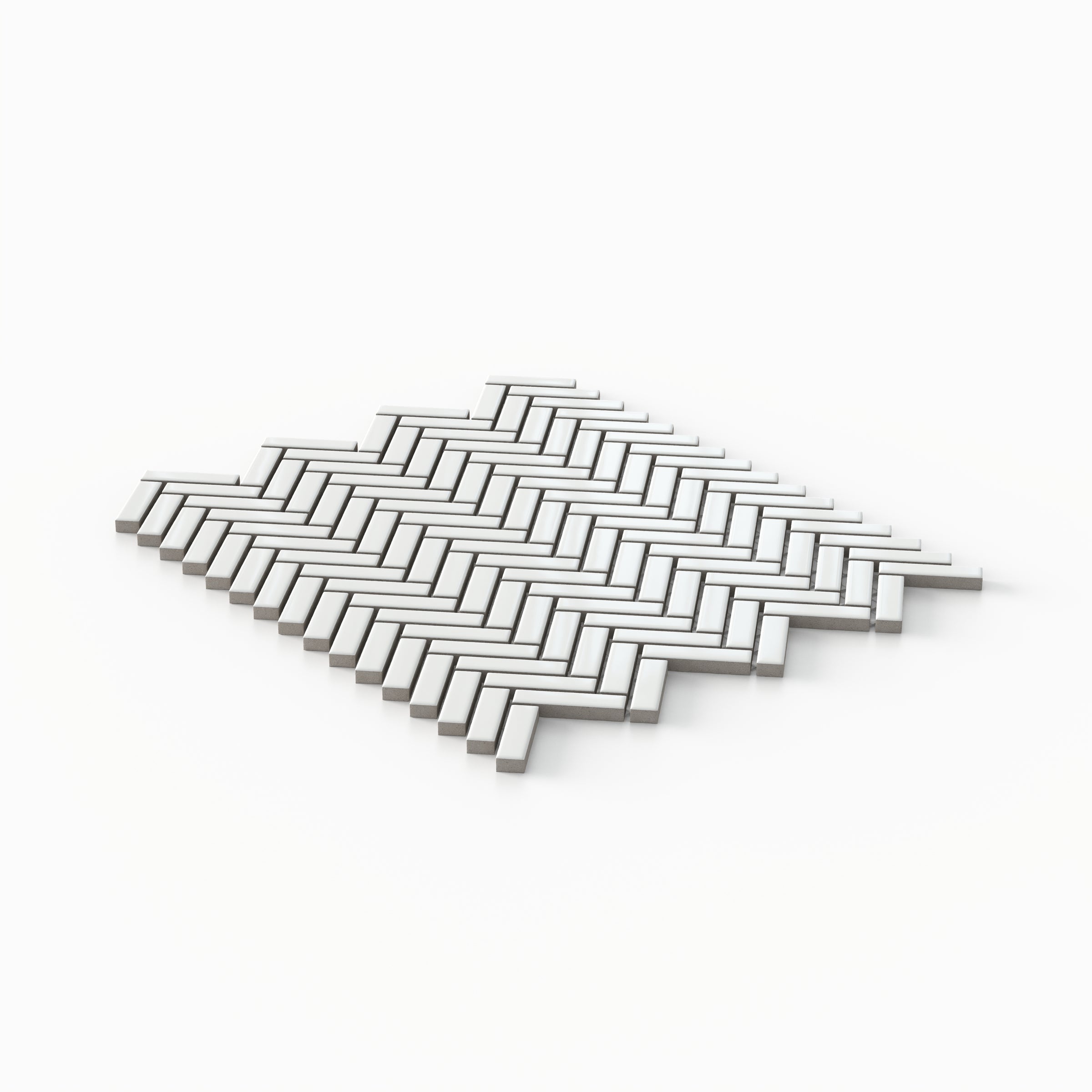 Maggie 12x12 Glossy Porcelain Herringbone Mosaic Tile in White