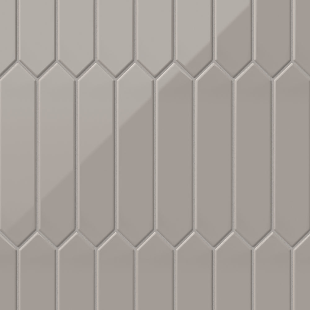 Reagan 2x10 Glossy Ceramic Picket Tile in Fog