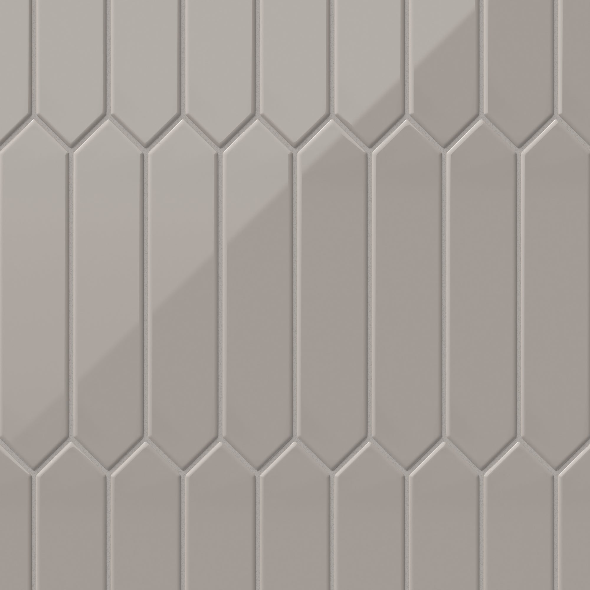 Reagan 2x10 Glossy Ceramic Picket Tile in Fog