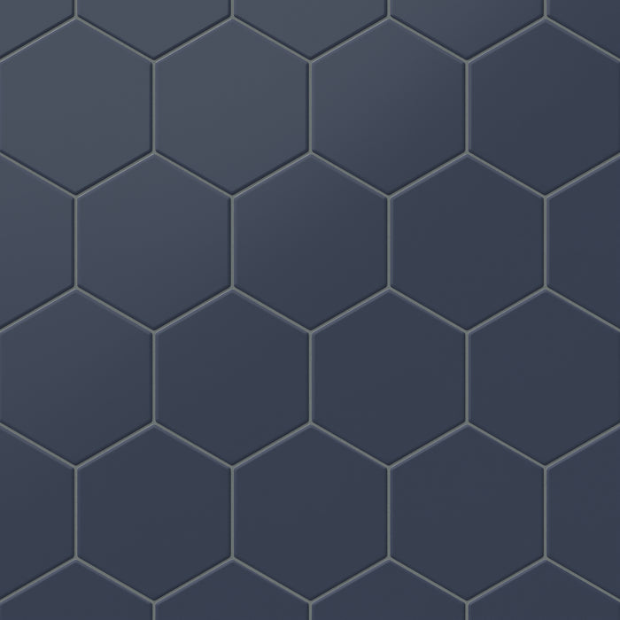 Reagan 5x6 Matte Porcelain Hexagon Tile in Navy