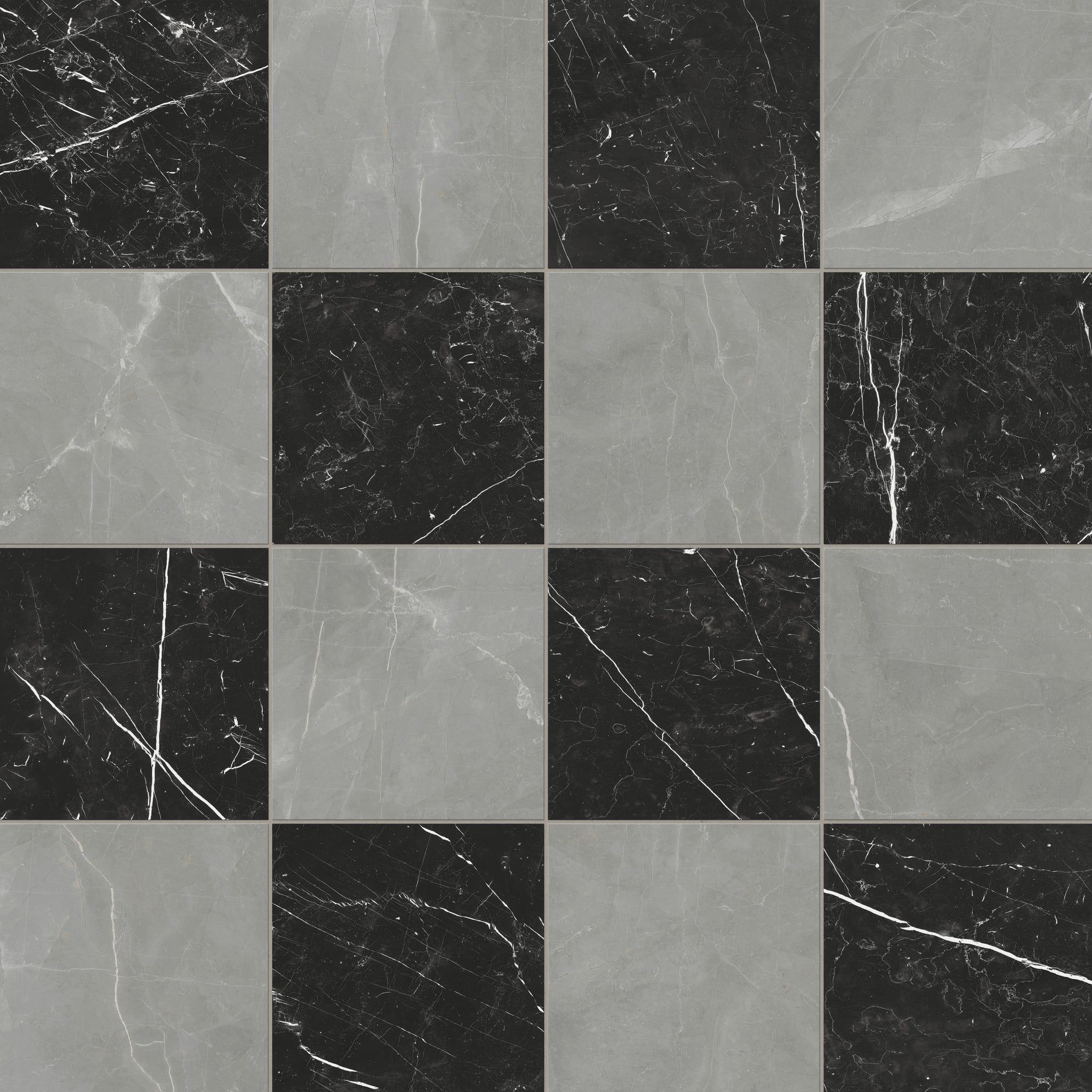 Leona 12x12 Checkerboard Matte Porcelain Tile in Amani Grey and Nero ...