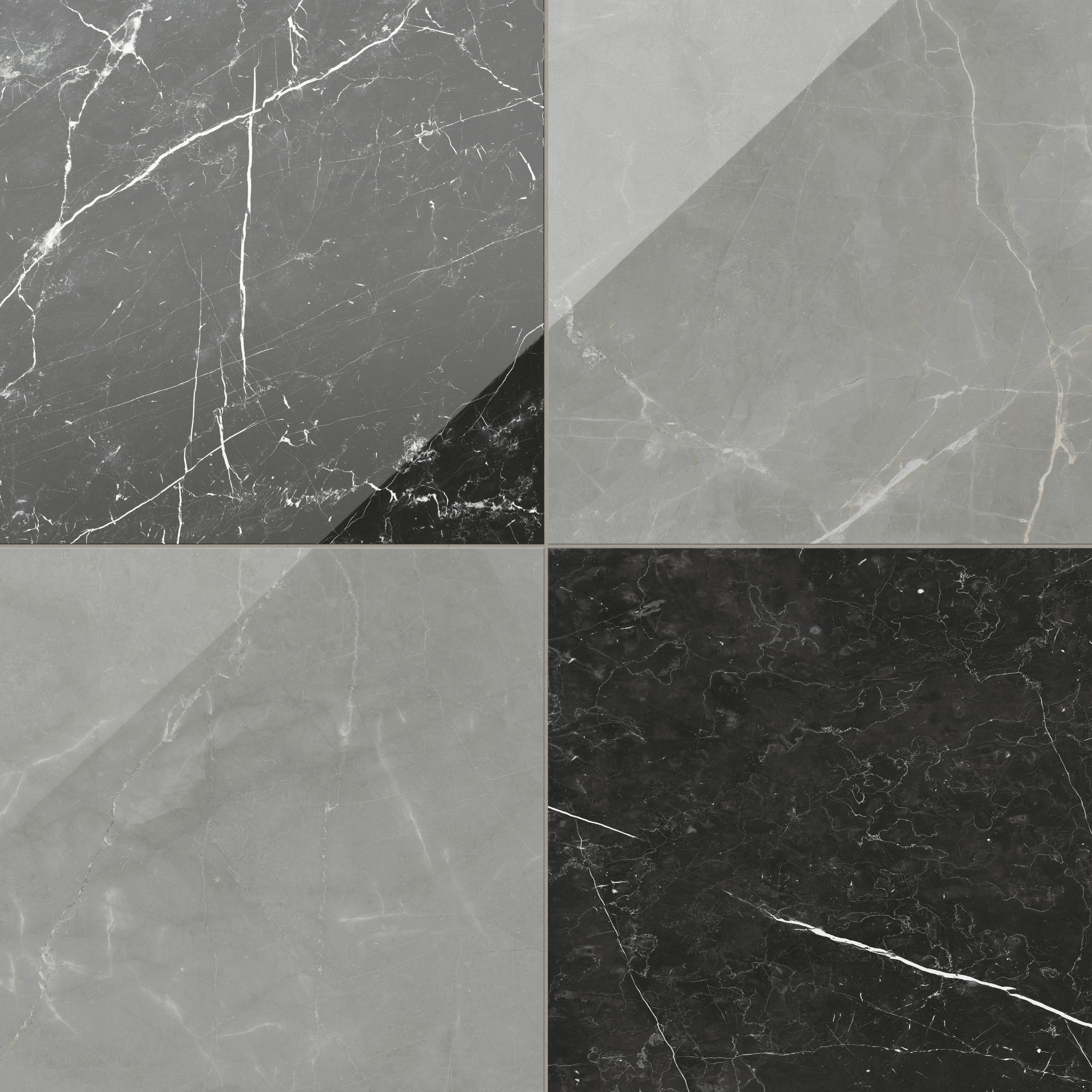 Leona 24x24 Checkerboard Polished Porcelain Tile in Amani Grey and Nero ...