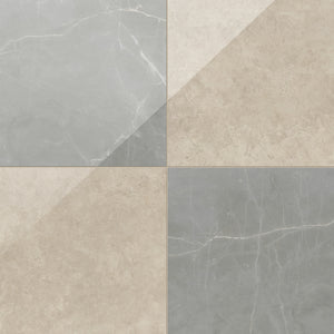Leona 24x24 Checkerboard Polished Porcelain Tile in Marfil and Amani G