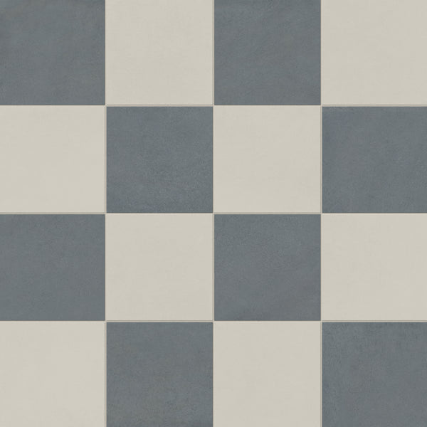 Palmer 12x12 Checkerboard Matte Porcelain Tile in White and Ocean Blue