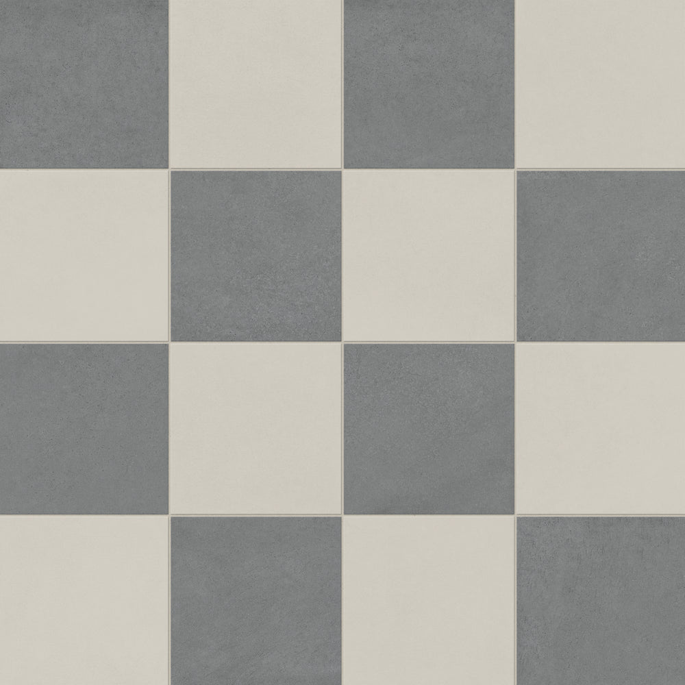 Palmer 12x12 Checkerboard Matte Porcelain Tile in White and Grey