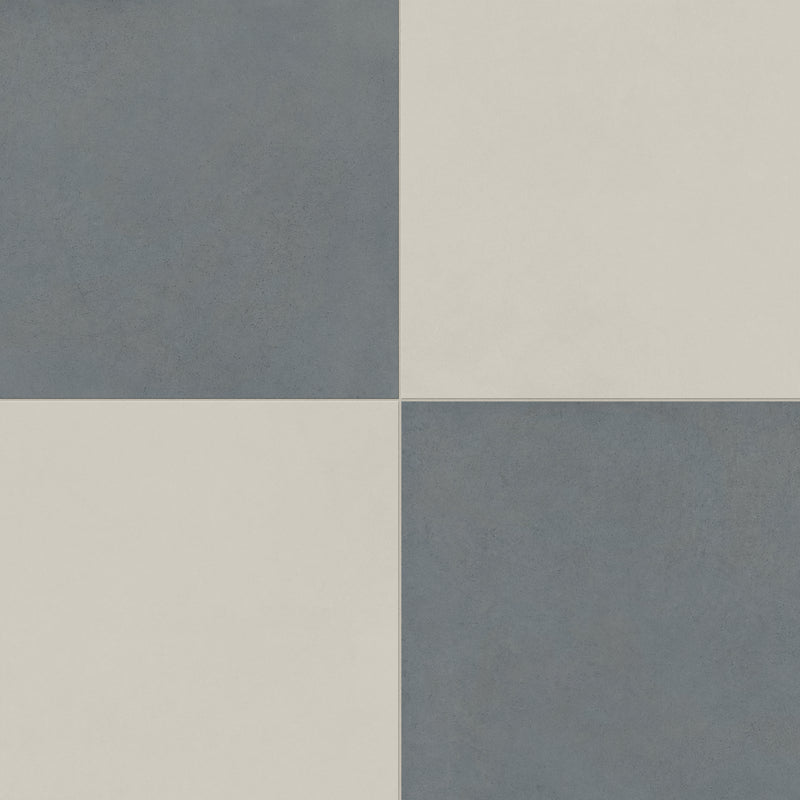 Palmer 24x24 Checkerboard Matte Porcelain Tile in White and Ocean Blue