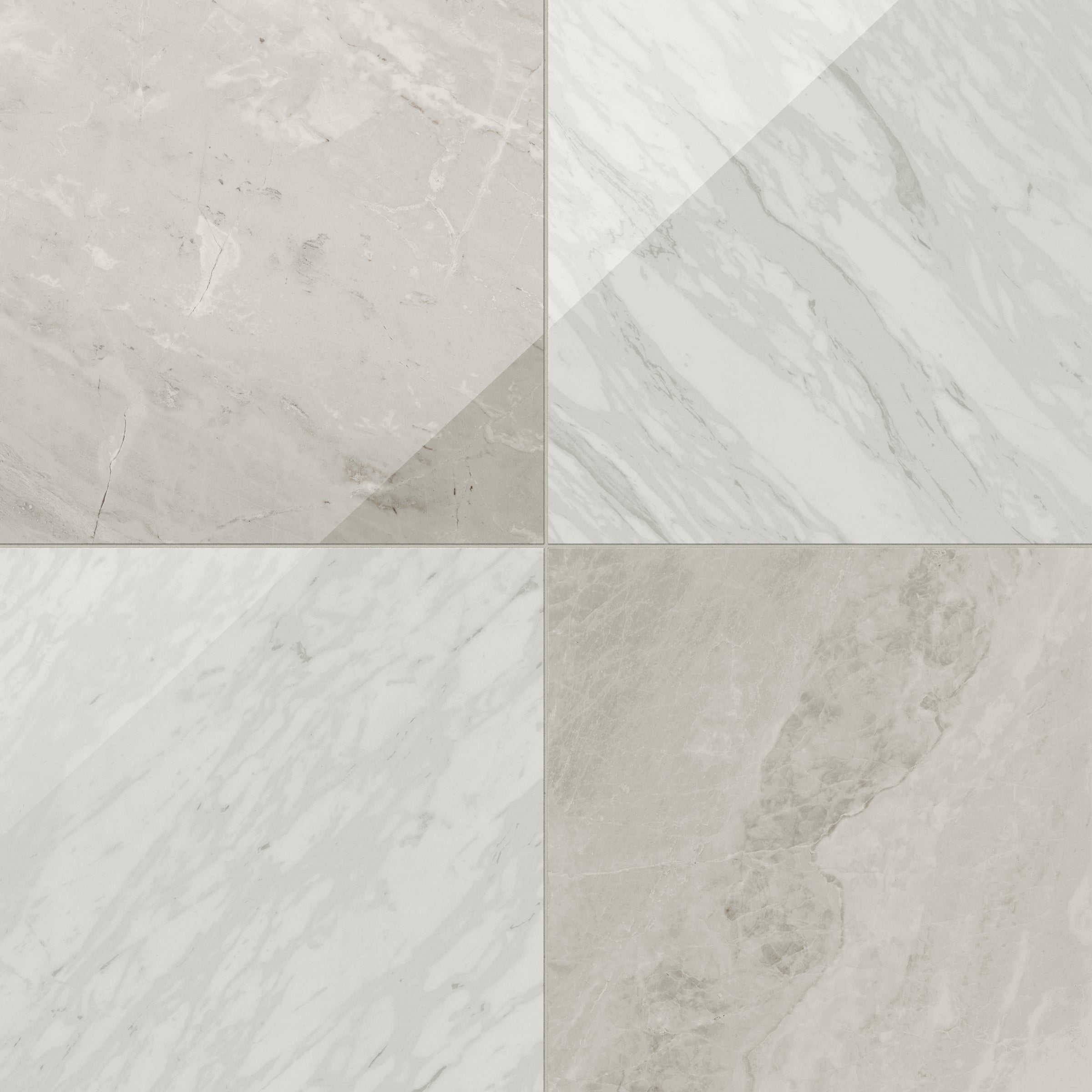 Blair 24x24 Checkerboard Polished Porcelain Tile in Volakas White and ...