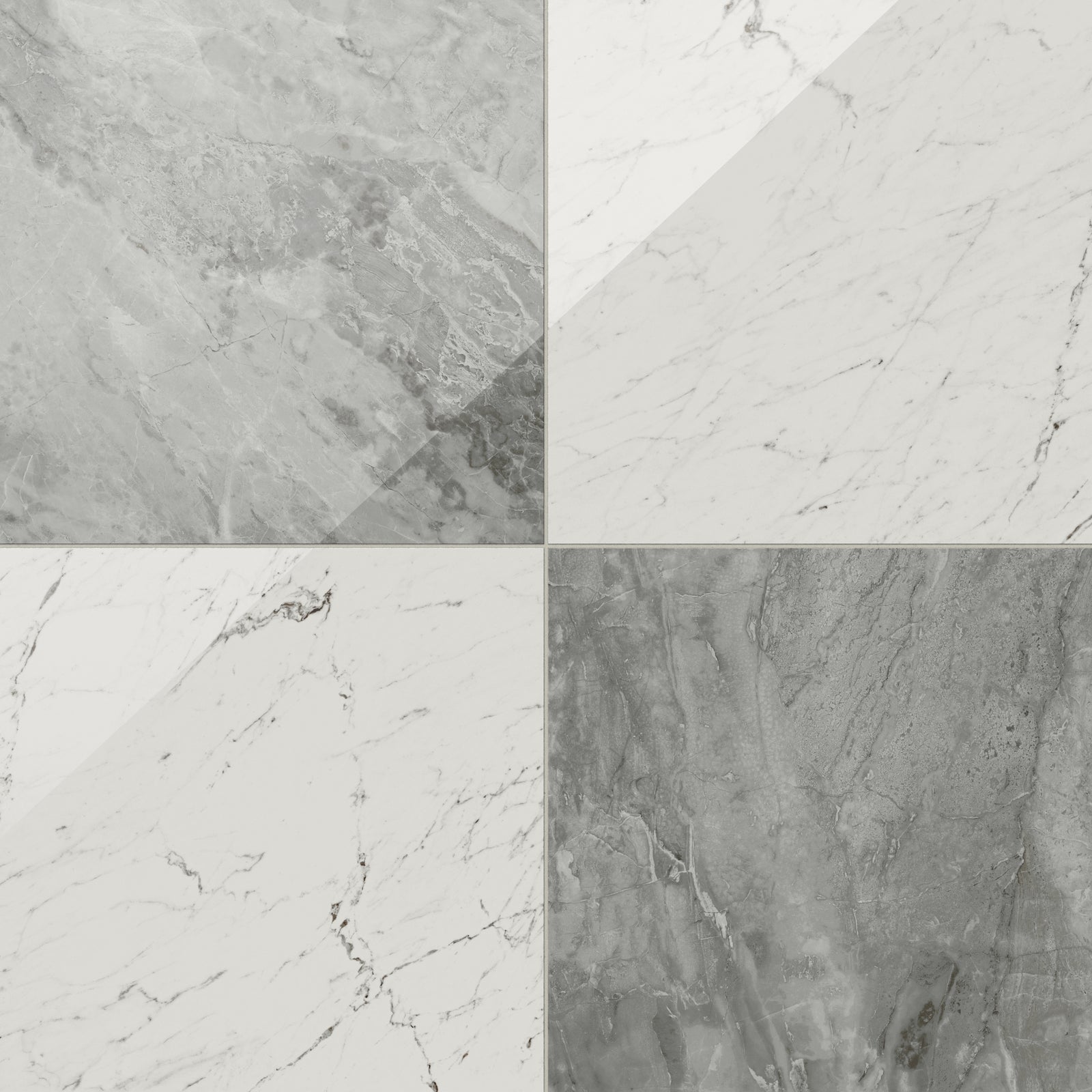Blair 24x24 Checkerboard Polished Porcelain Tile in White Carrara and ...