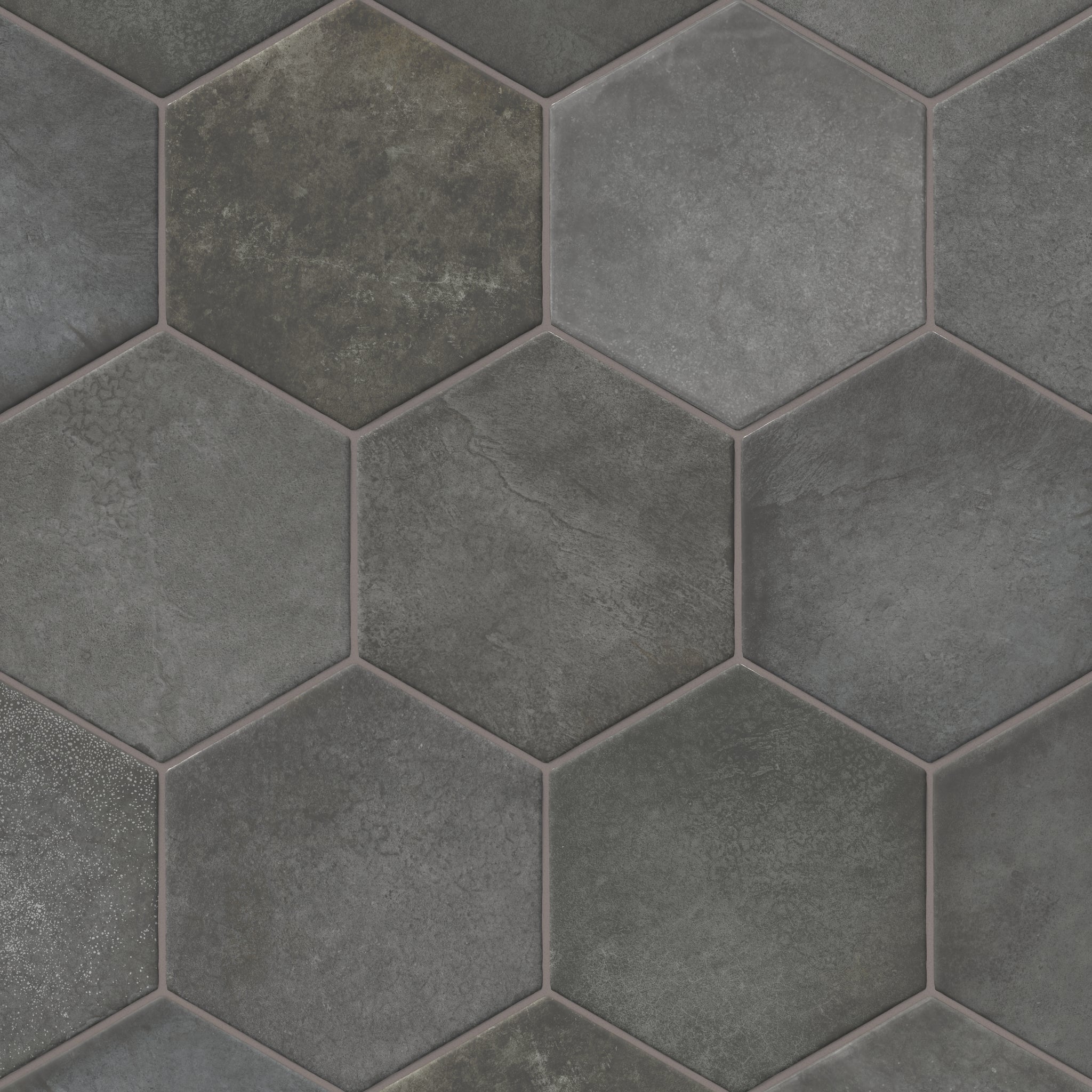 Juliet 7x8 Hexagon Matte Porcelain Tile in Iron