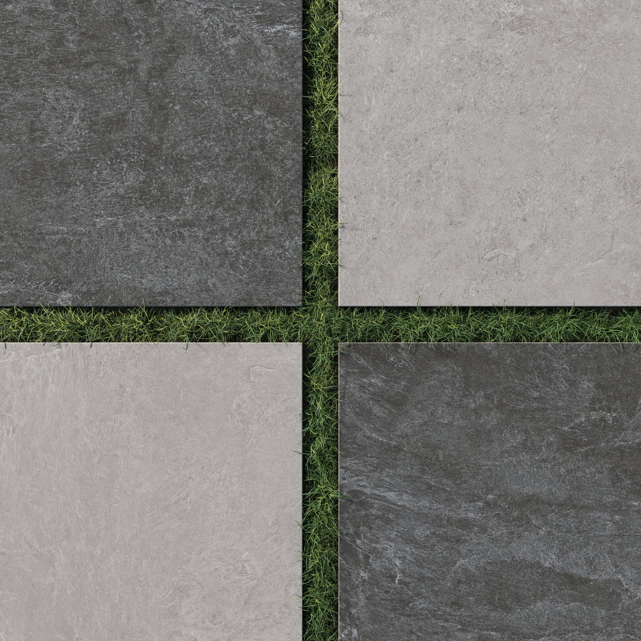 Dawson 24x24 Checkerboard Grip 2cm Porcelain Paver Tile in Charcoal & Ash