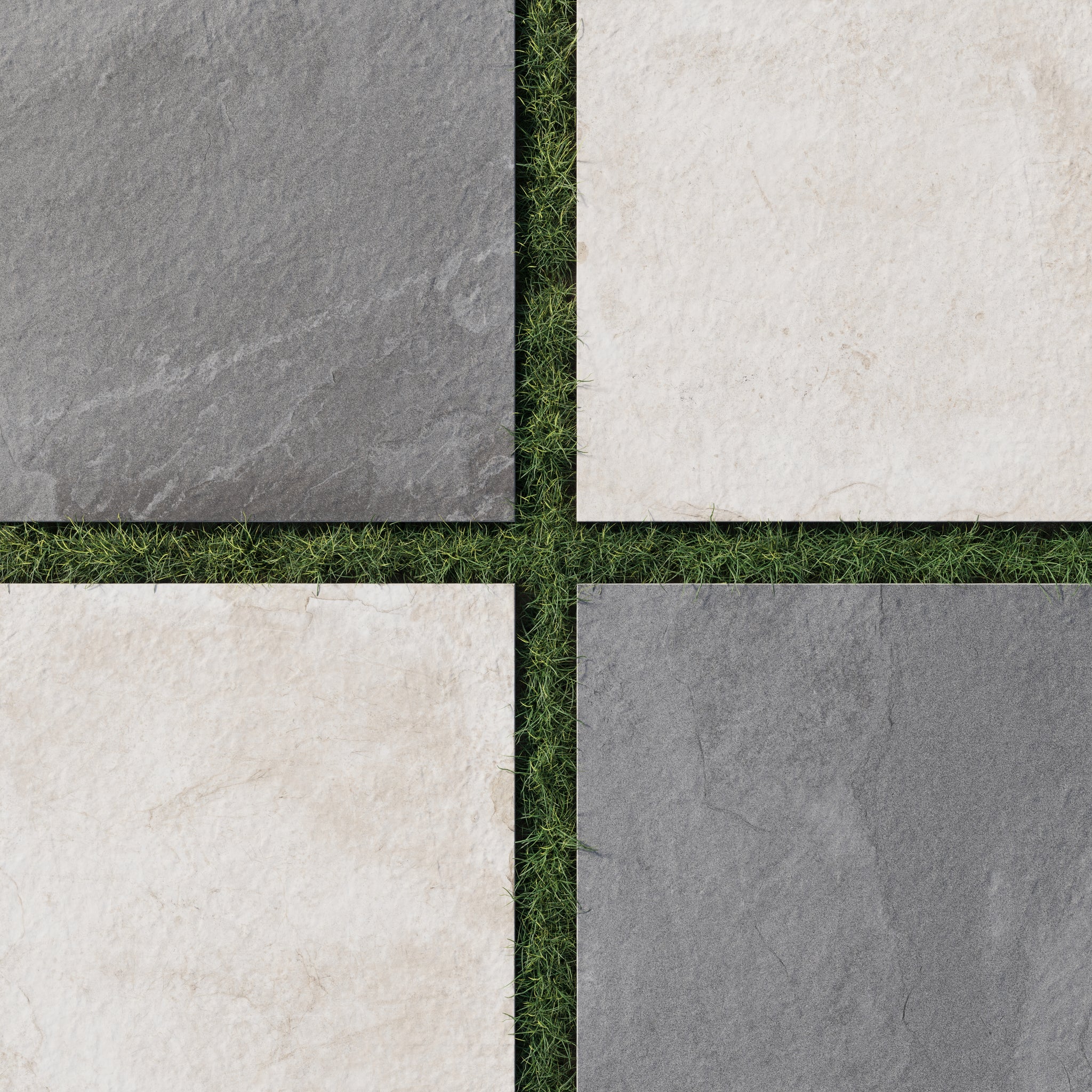 Bowden 24x24 Checkerboard Grip 2cm Porcelain Paver Tile in Graphite & Oat