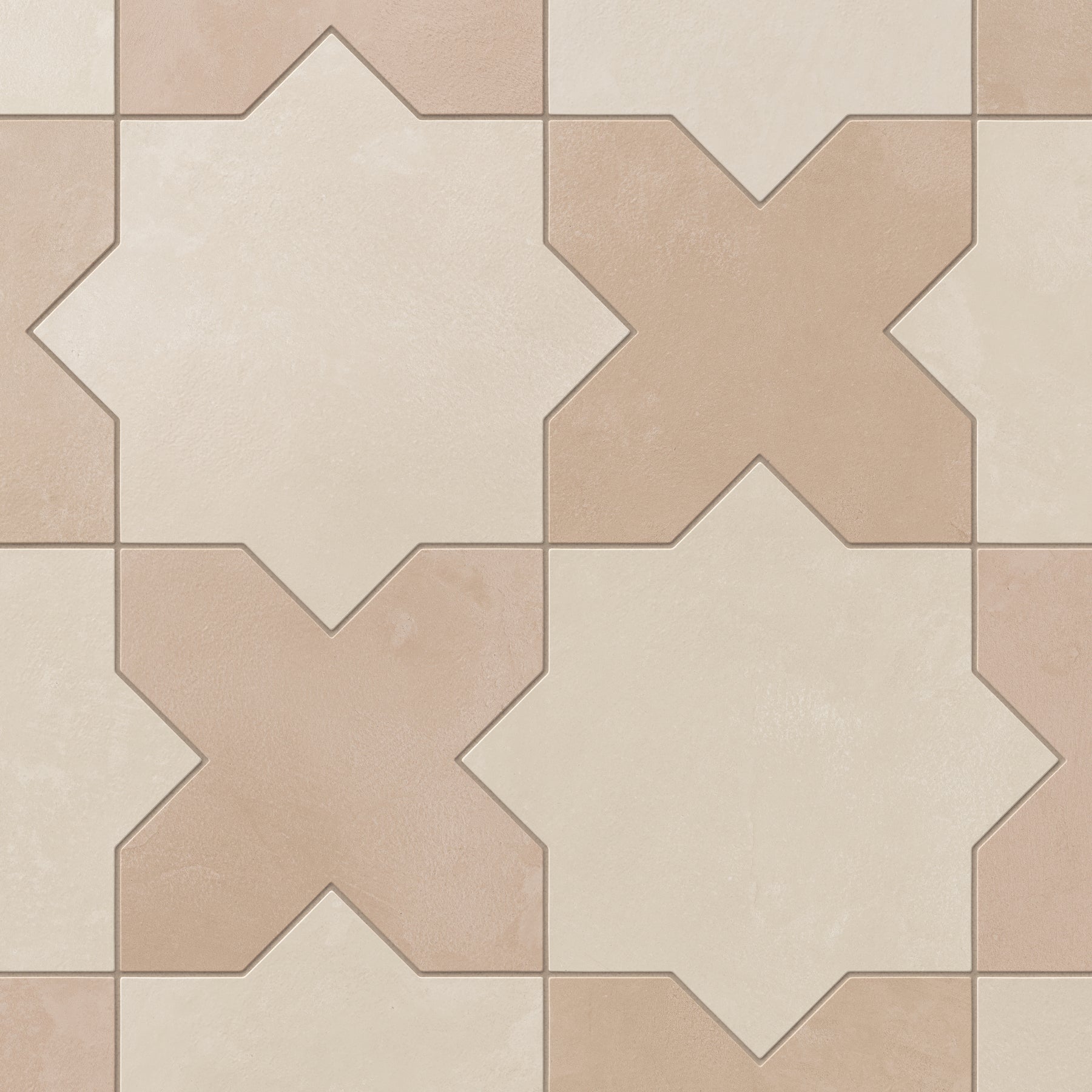 Isabel 11x11 Matte Porcelain Tile Star in Cream and Cross in Rosewood