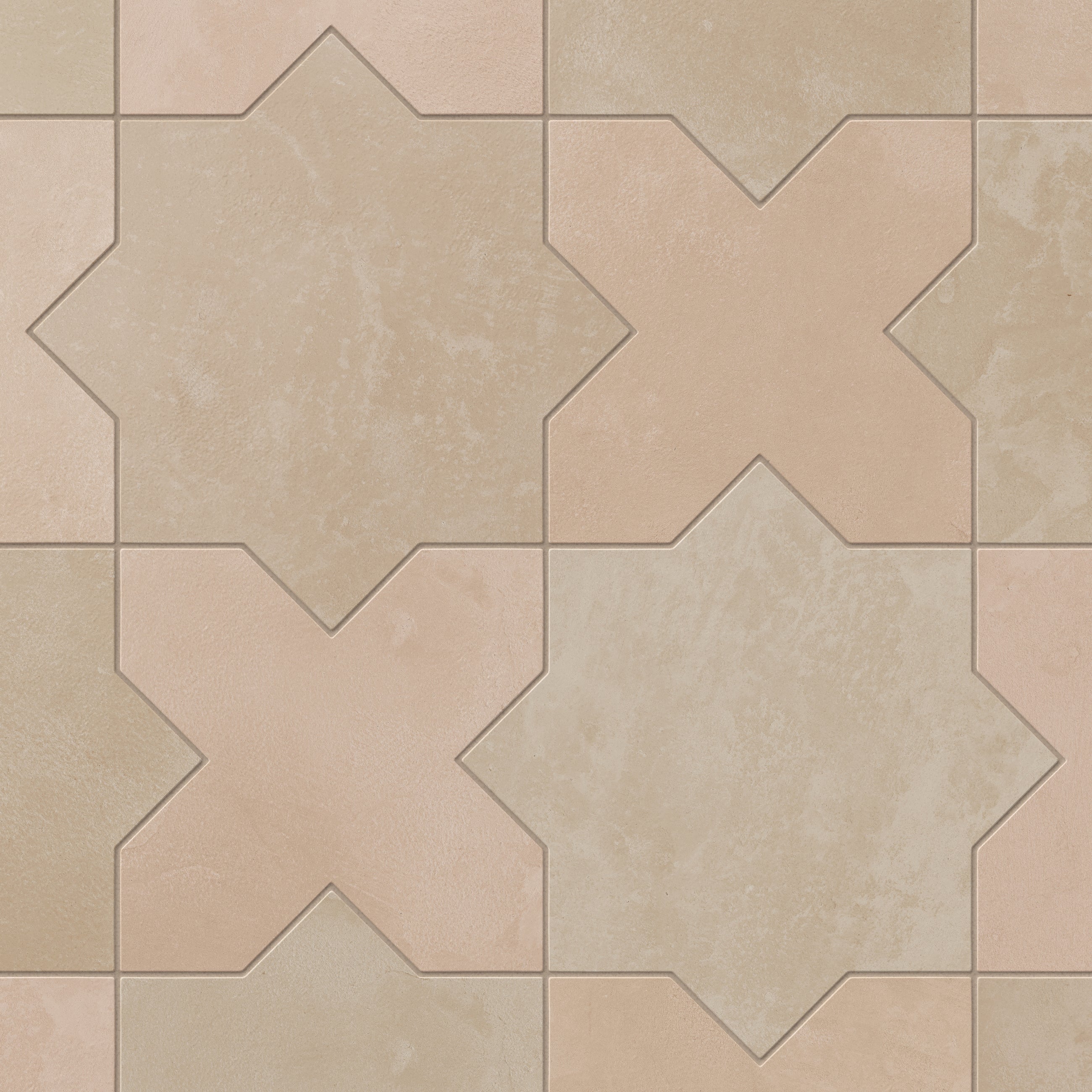 Isabel 11x11 Matte Porcelain Tile Star in Sand and Cross in Rosewood